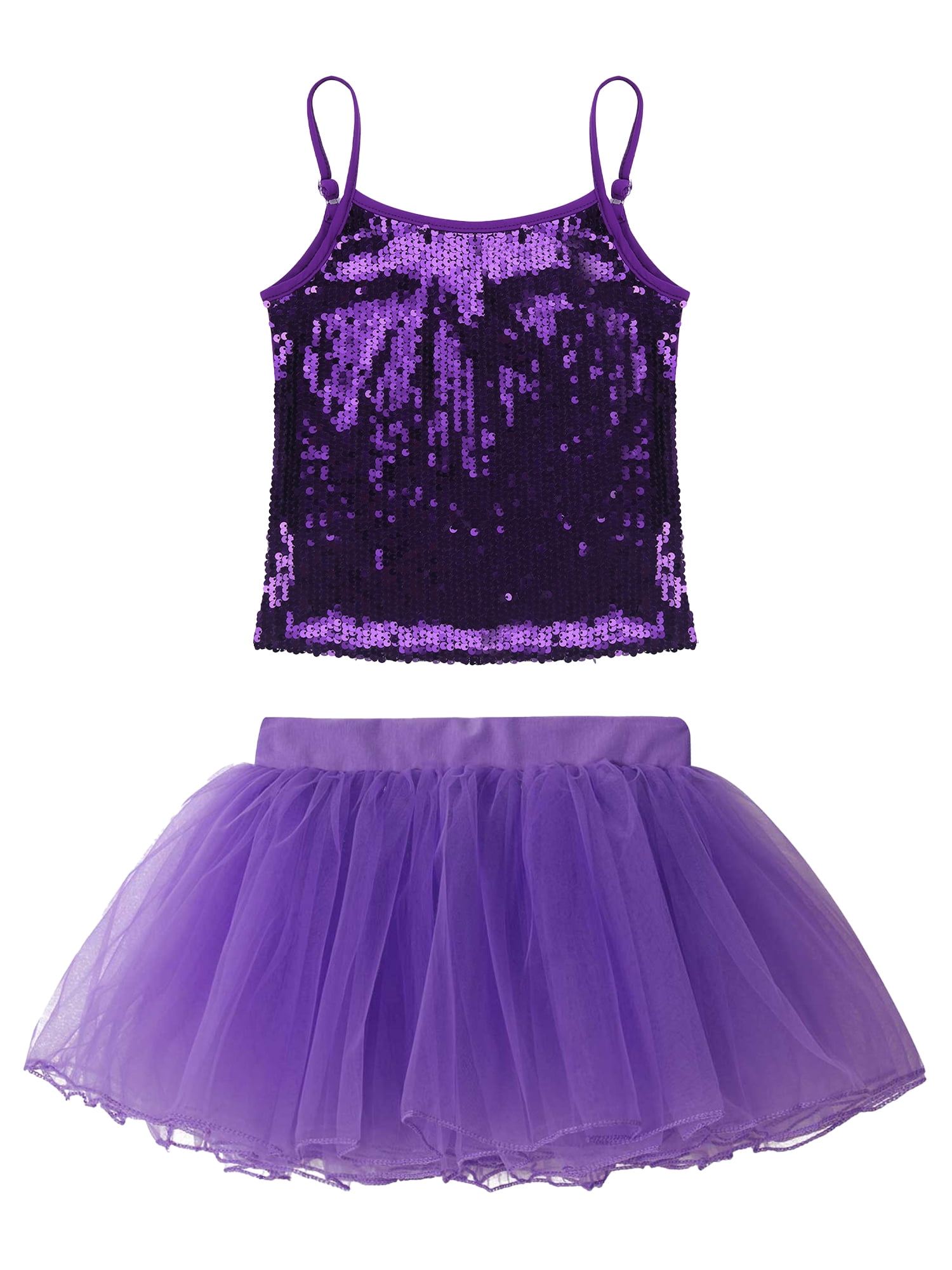 iiniim Girls Shiny Ballet Dance Dress Camisole Gymnastics Skirted ...