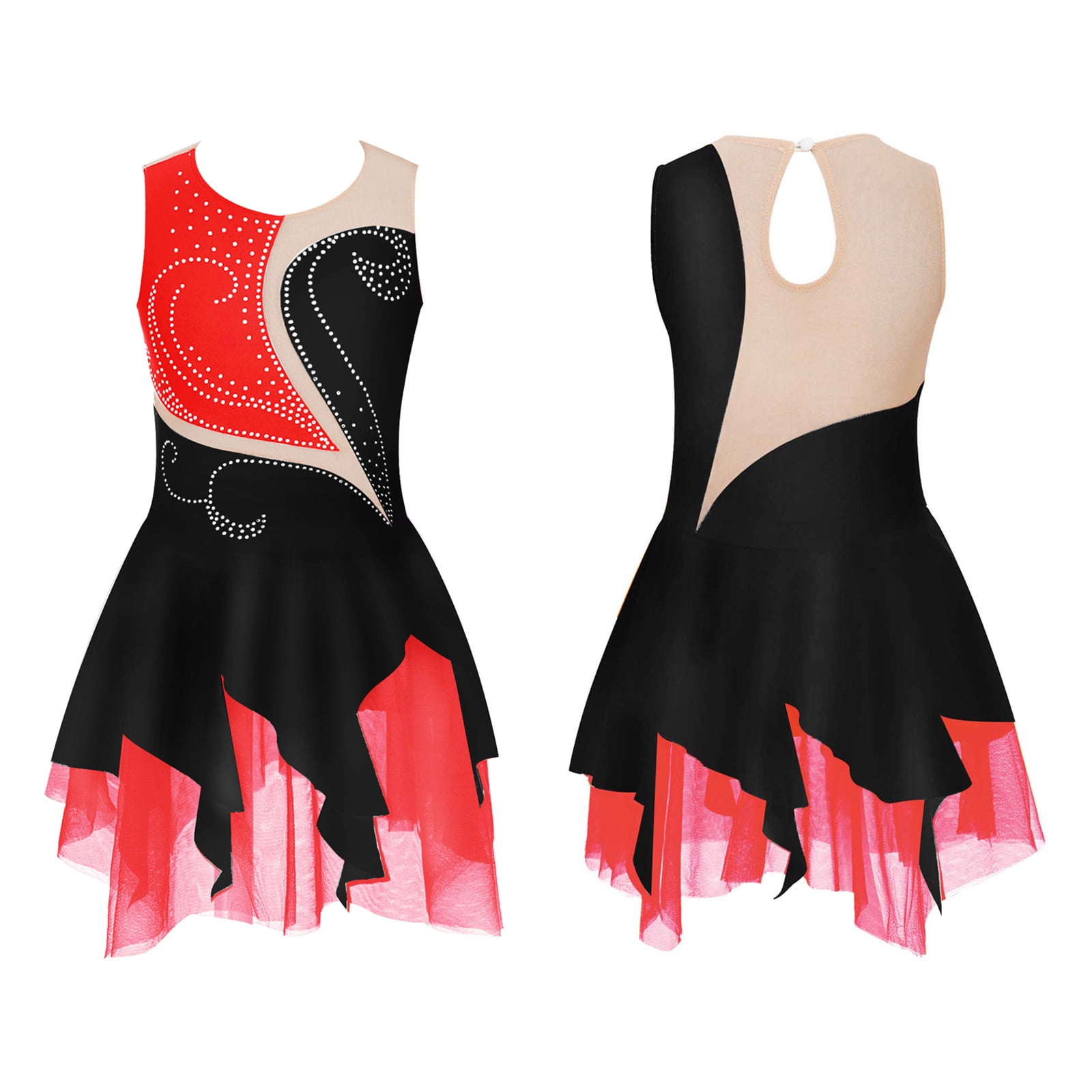 iiniim Girls Shiny Rhinestone Figure Ice Skating Dress Dance Ballet Tutu Skirted Leotard ...