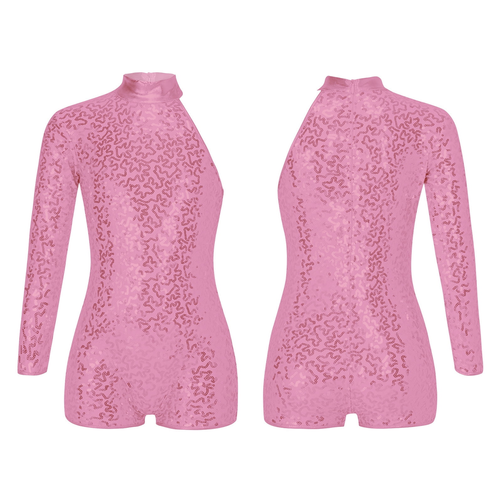 iiniim Girls Shiny Sequins Oblique Shoulder Gymnastics Leotard Shorts Biketard Bodysuit Jumpsuit ...