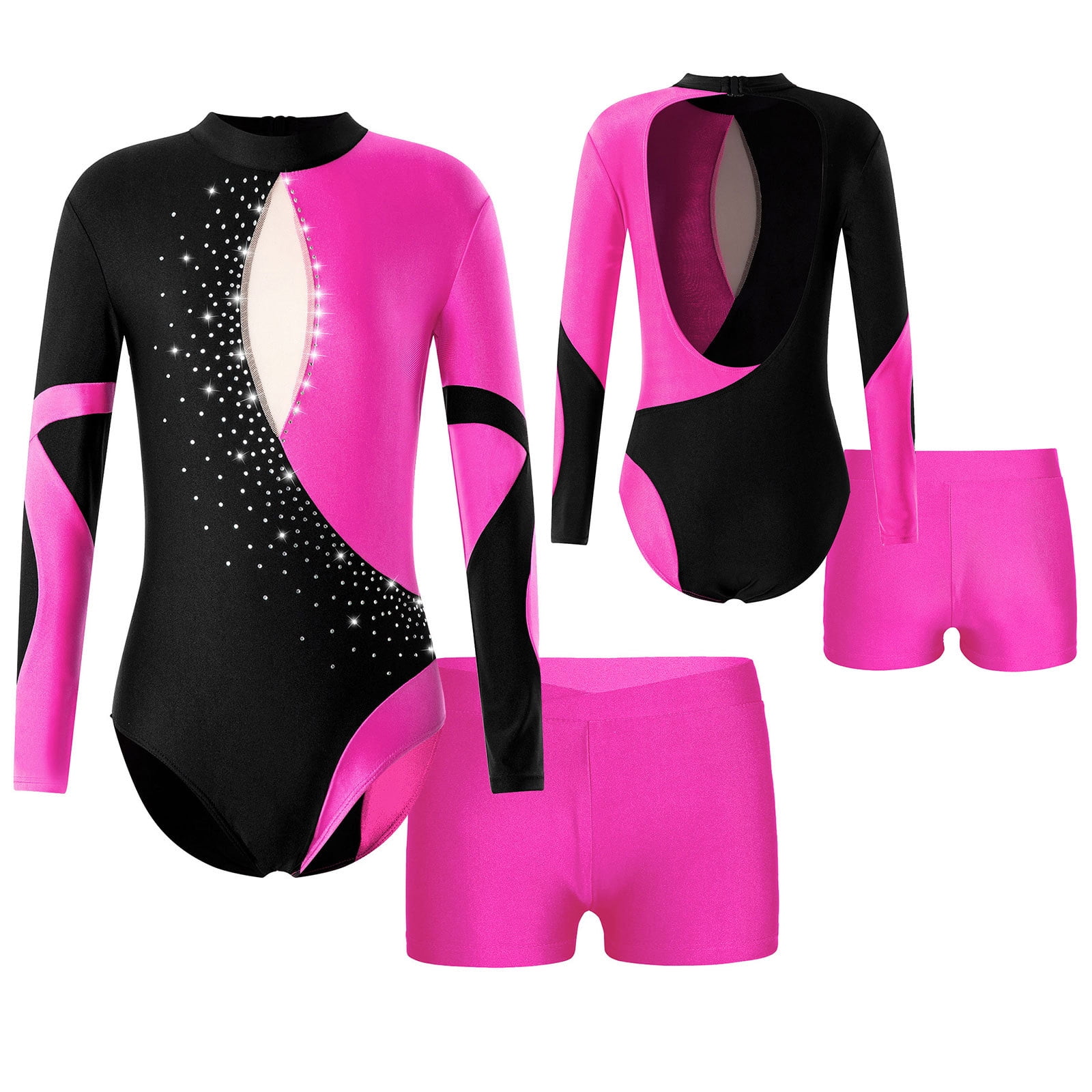 iiniim Girls Skating Jumpsuit Acrobatics Exercise Outfit 2Pcs Gymnastic ...