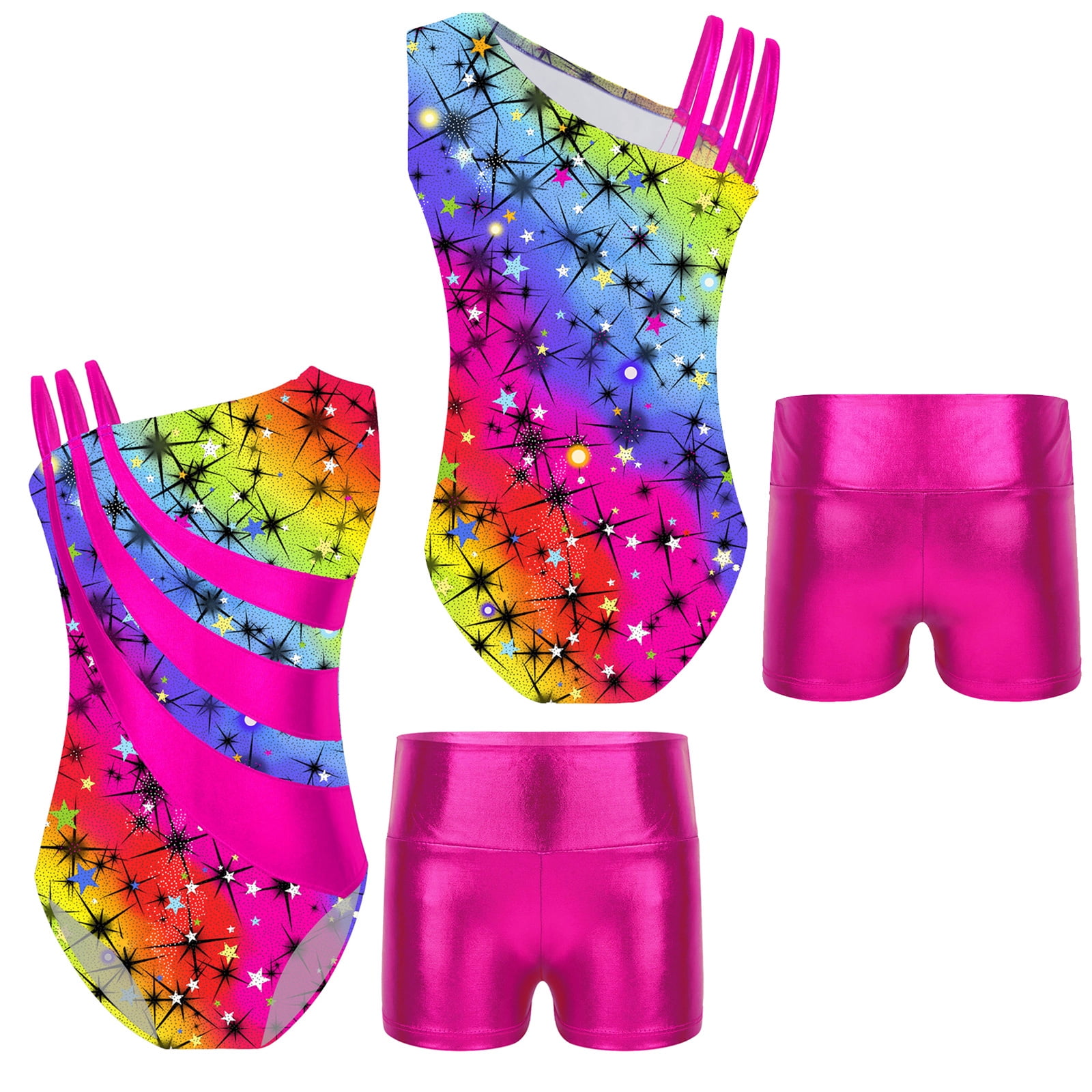 iiniim Girls Sparkly Ballet Unitard Sport Outfit Printed Gymnastics ...