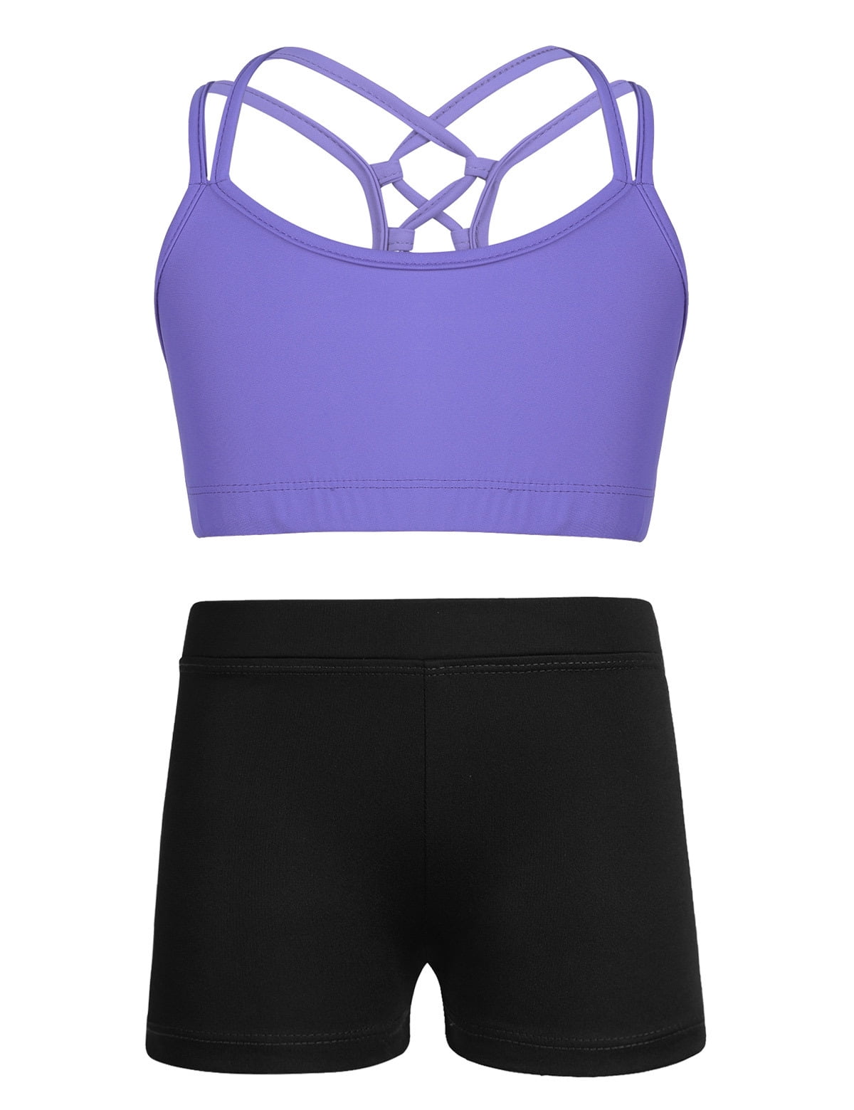 iiniim Girls Two Piece Ballet Dance Gymnastic Sports Bra Crop Top with ...