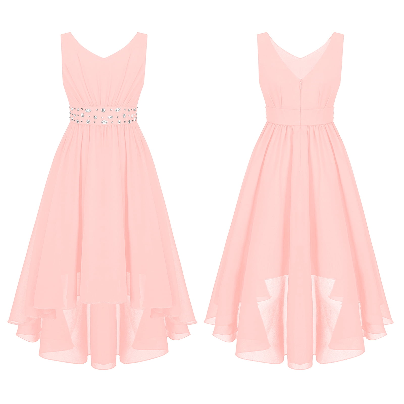 iiniim Girls V Neck Chiffon Asymmetrical Prom Party Flower Girls ...