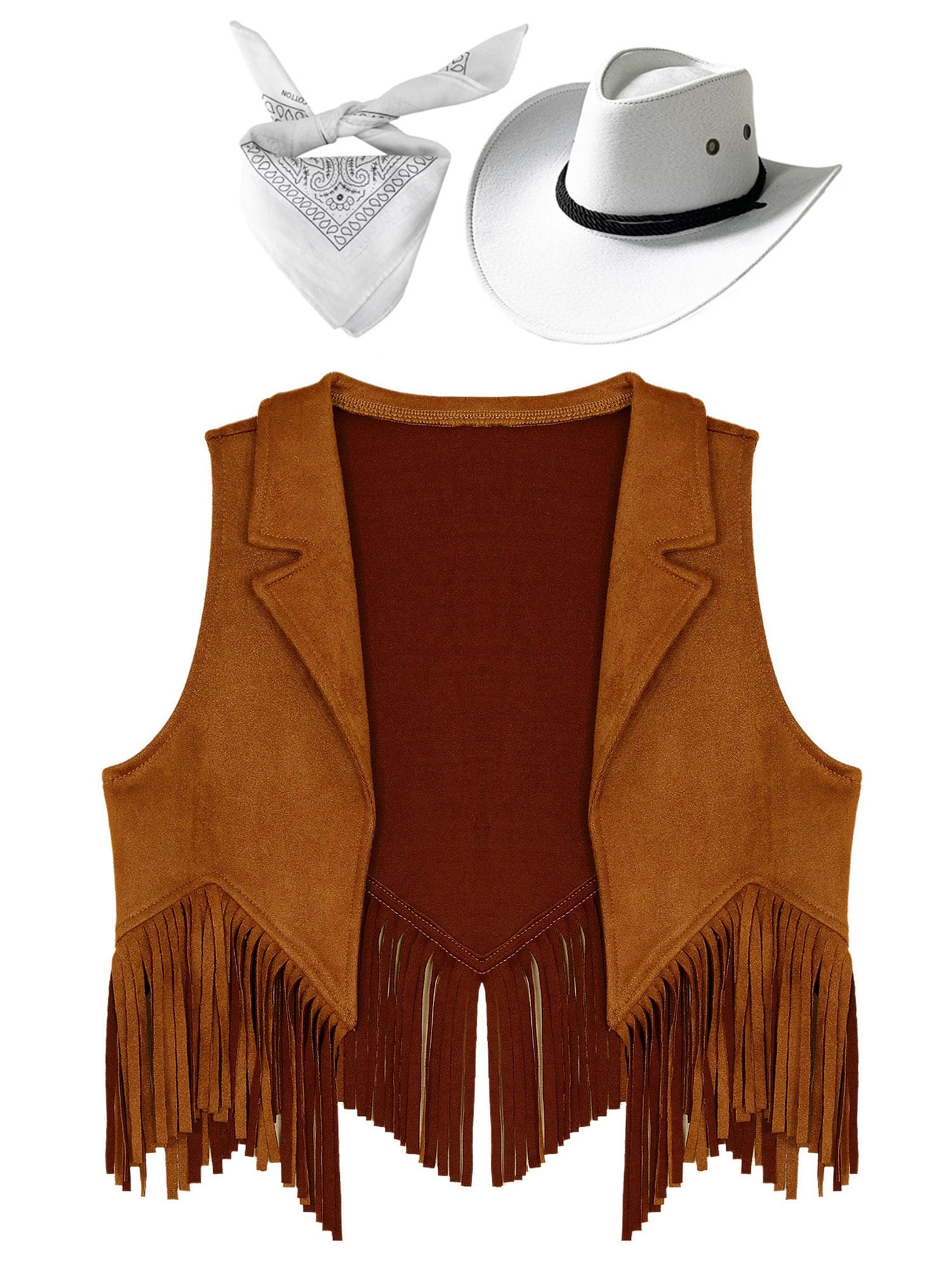 iiniim Girls Western Cowgirl Cowboy Outfit Kids Sleeveless Jacket Vest ...