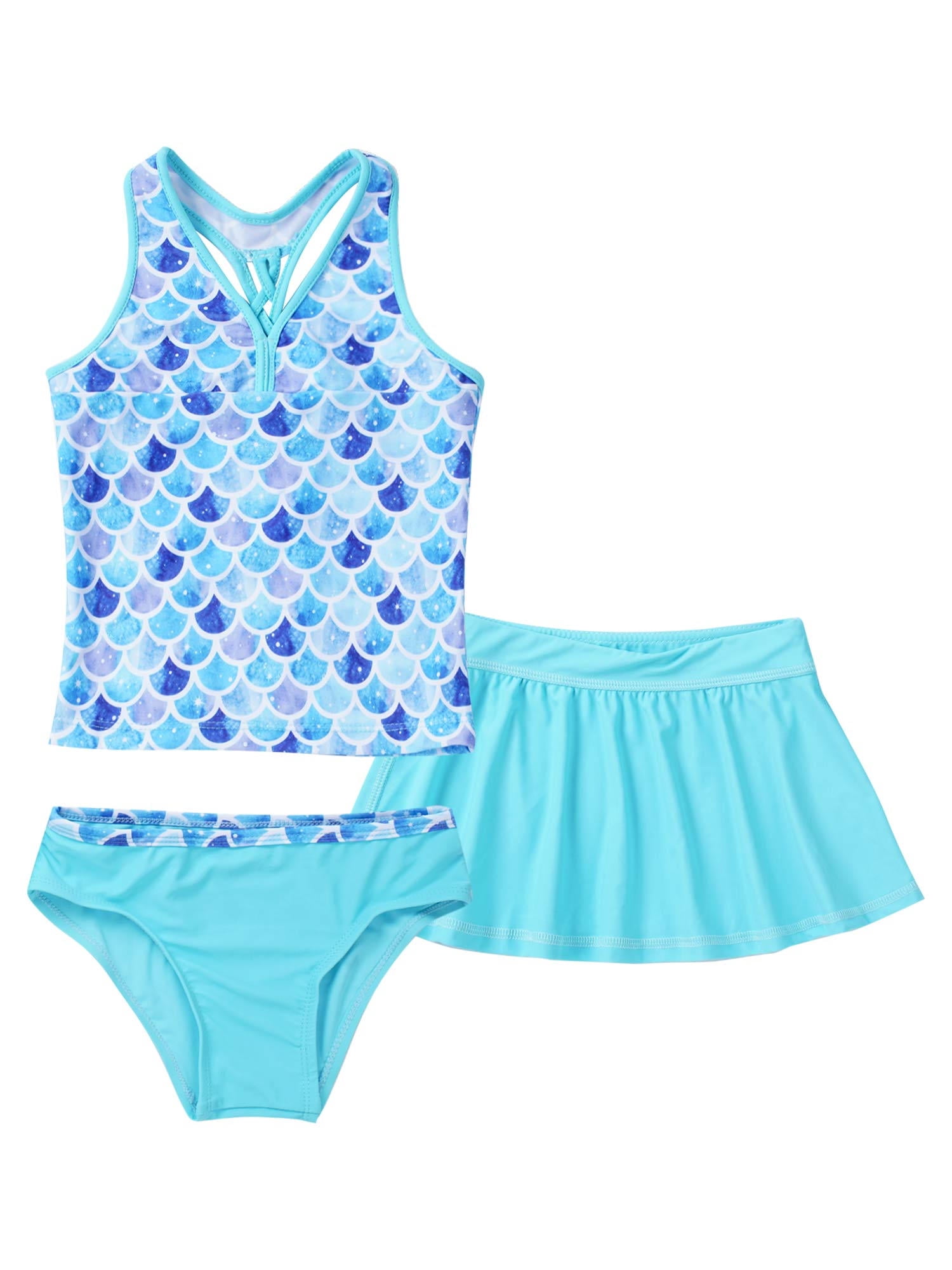 iiniim Junior Girls 3Pcs Swimwear Floral Printed Crop Top with Briefs ...