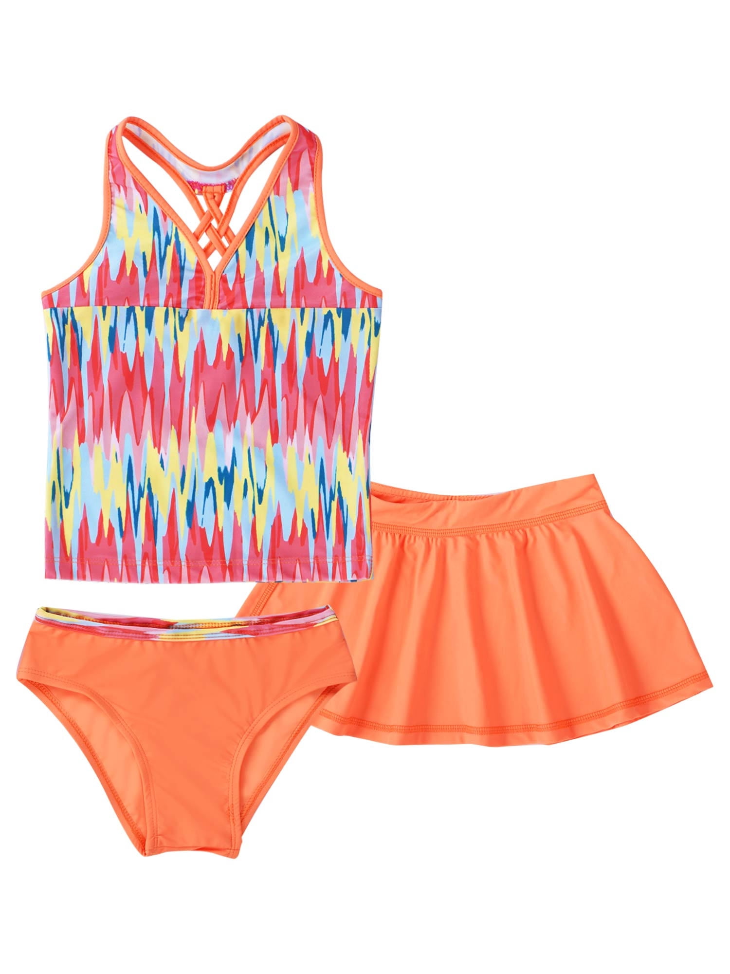 iiniim Junior Girls 3Pcs Swimwear Floral Printed Crop Top with Briefs ...