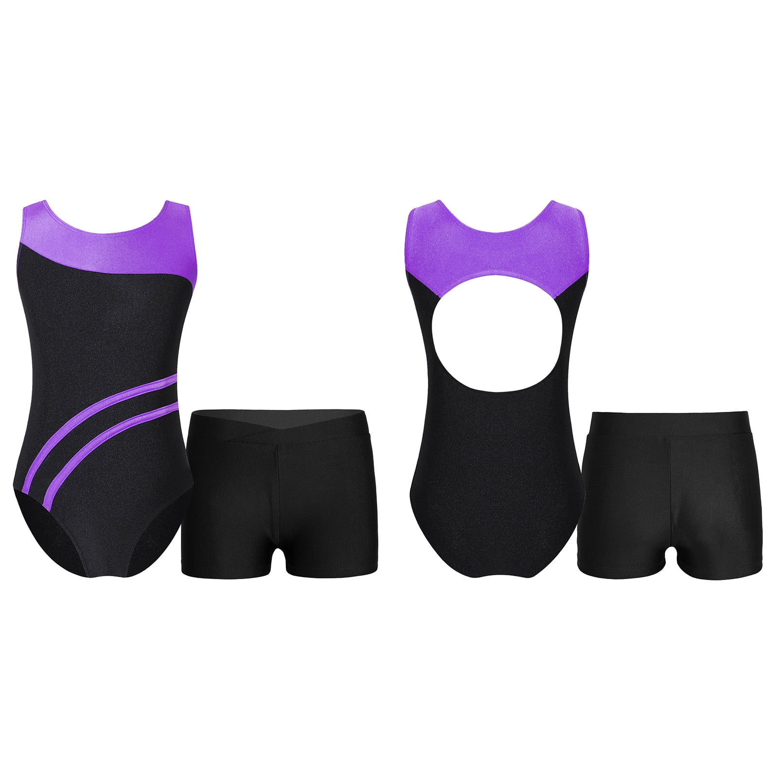 iiniim Kid Girl Gymnastics Leotards Bodysuit with Shorts Ballet Unitard ...