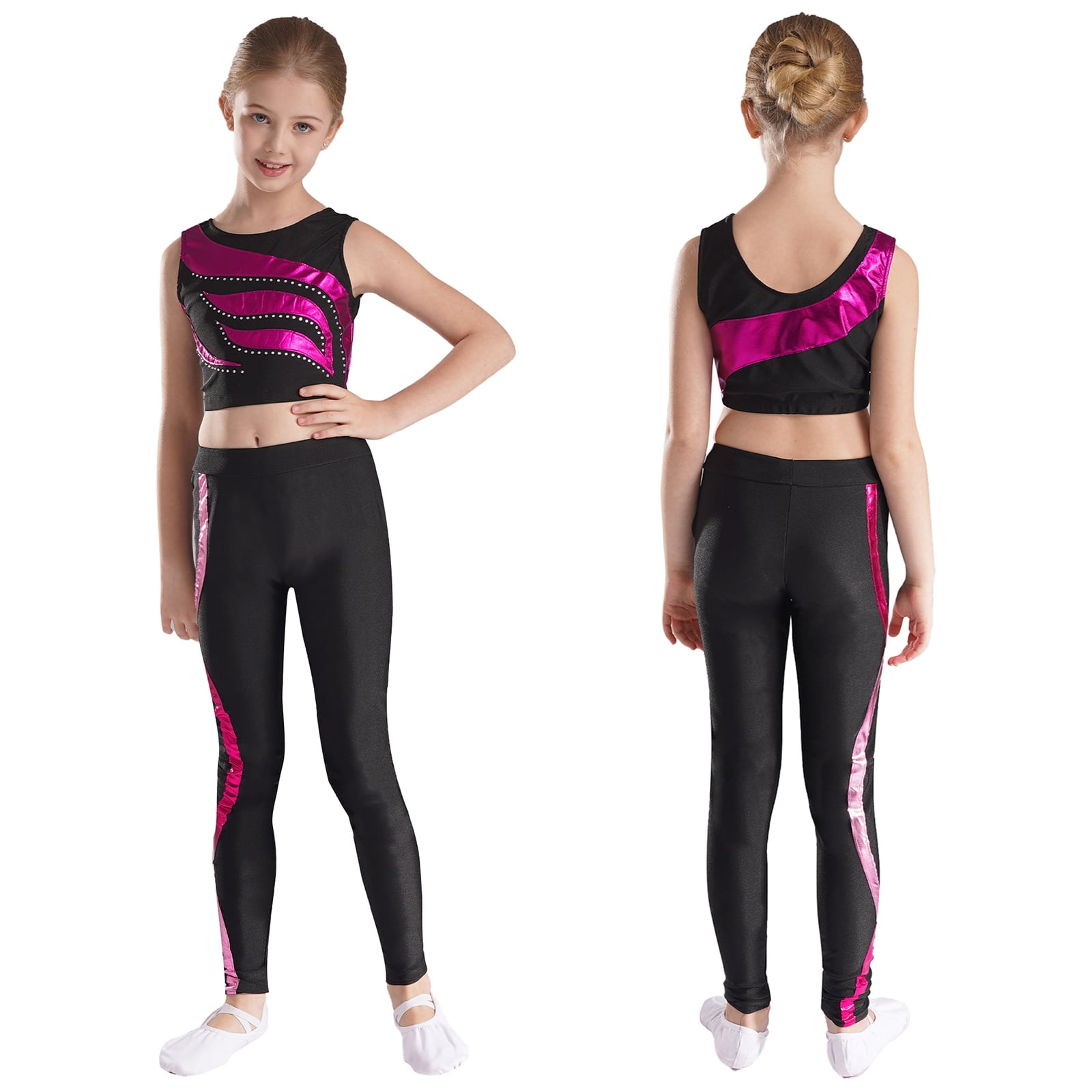 iiniim Kid Girls Athletic Unitard 2PCS Dance Wear Ballet Gymnastic ...