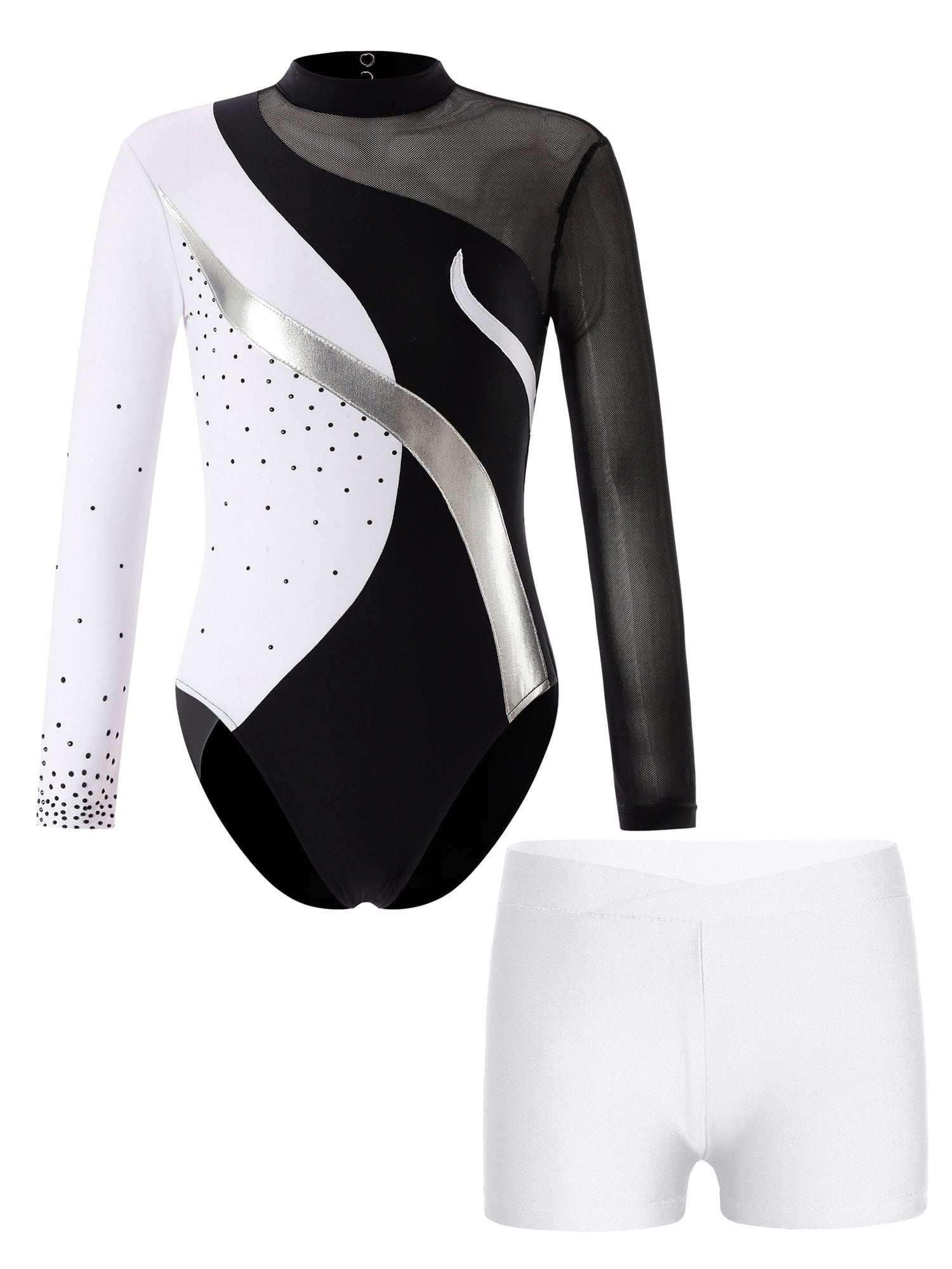 iiniim Kid Girls Gymnastic Leotard Sparkly Dance Unitards with Shorts ...
