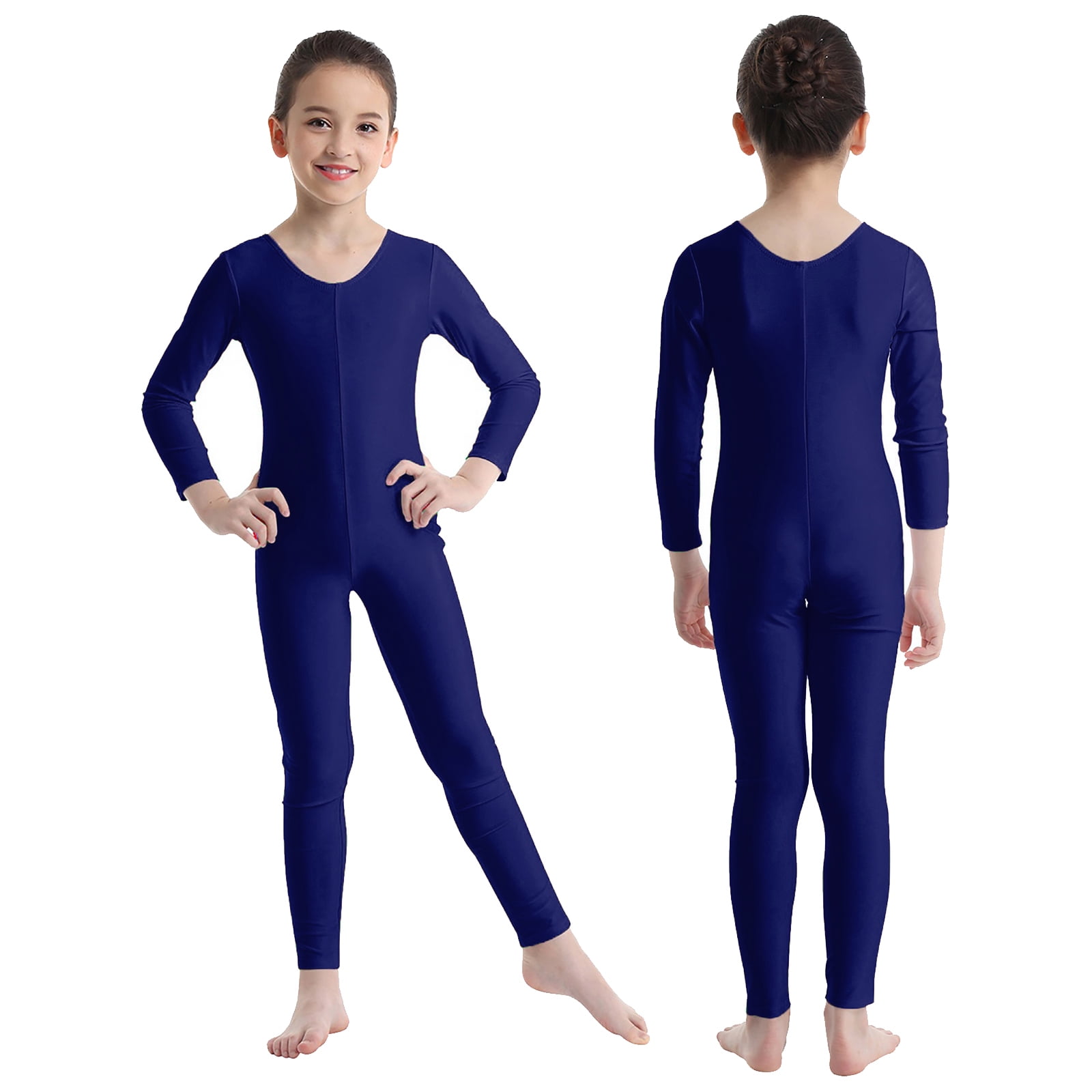 iiniim Girls Gymnastics Ballet Dance Unitard Solid Color Stretch ...