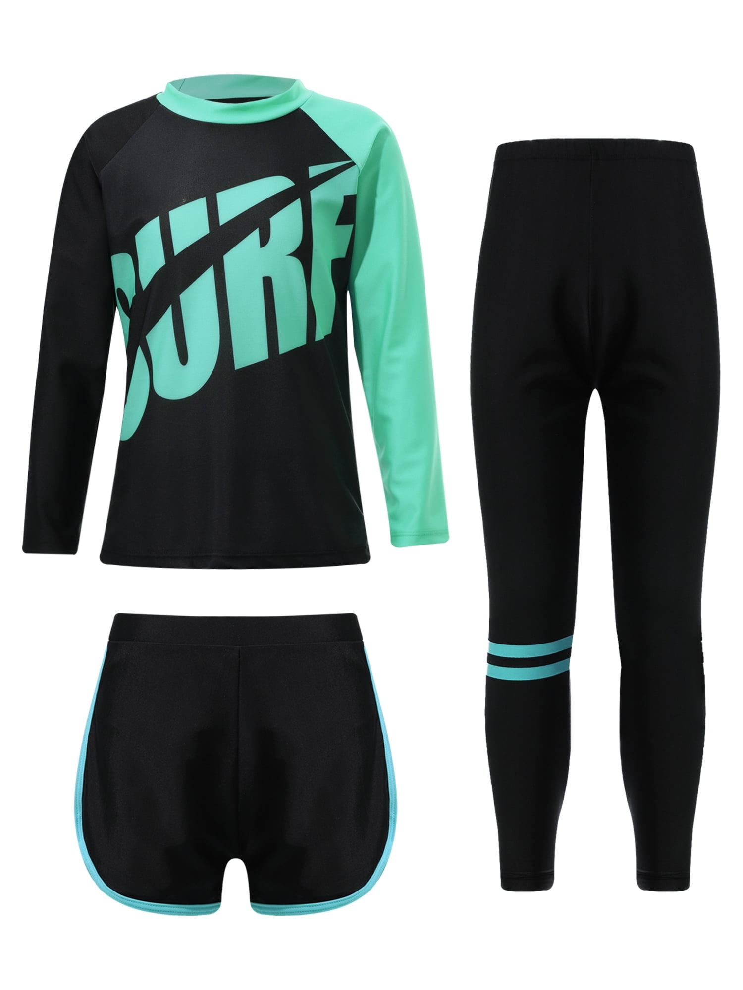 iiniim Kids 3 Piece Long Sleeve Swimsuits Rash Guard Swimwear UPF 50 ...