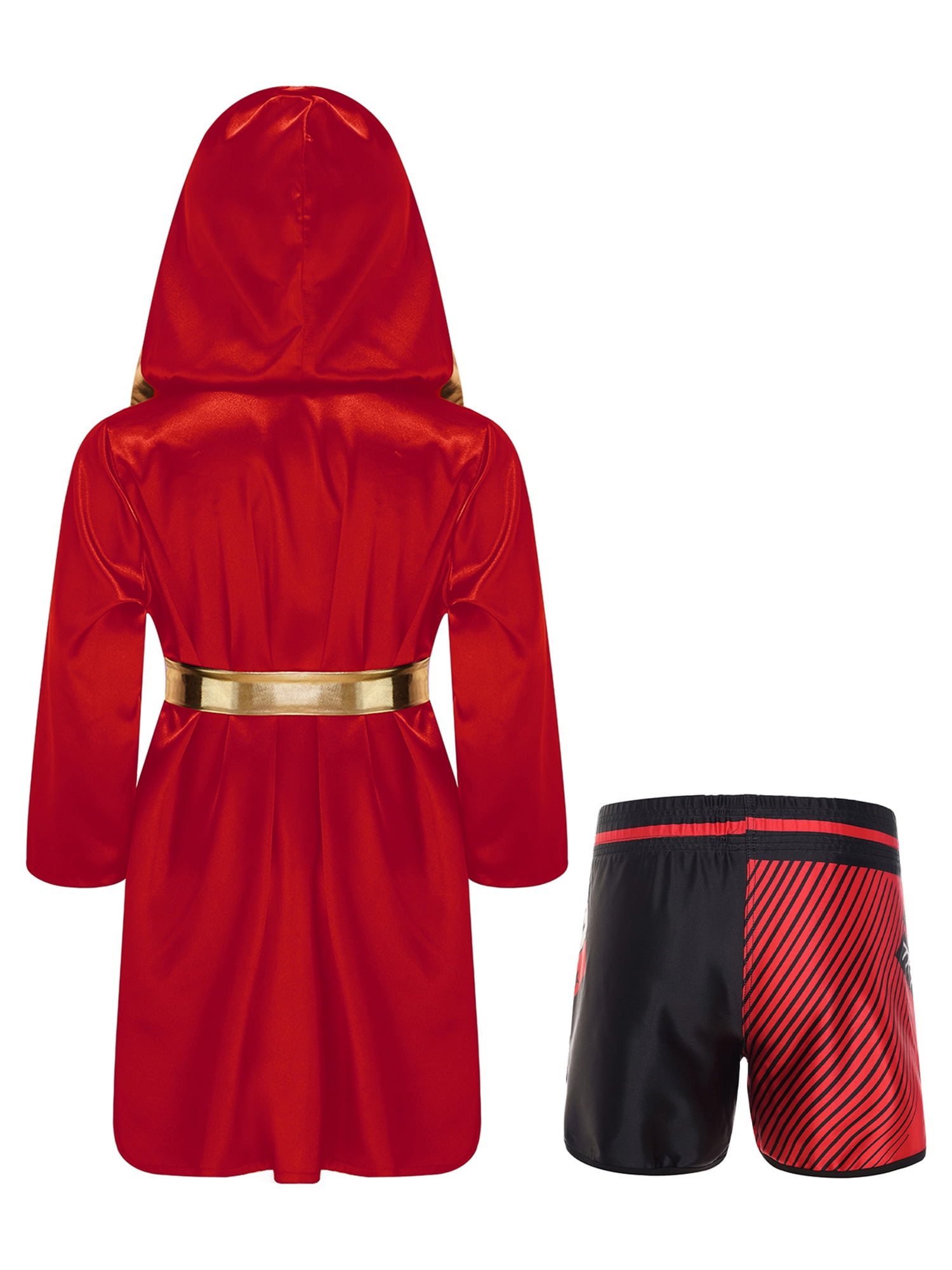 iiniim Kids Boys Boxing Metallic Satin Robe Open Front Hooded Grown ...