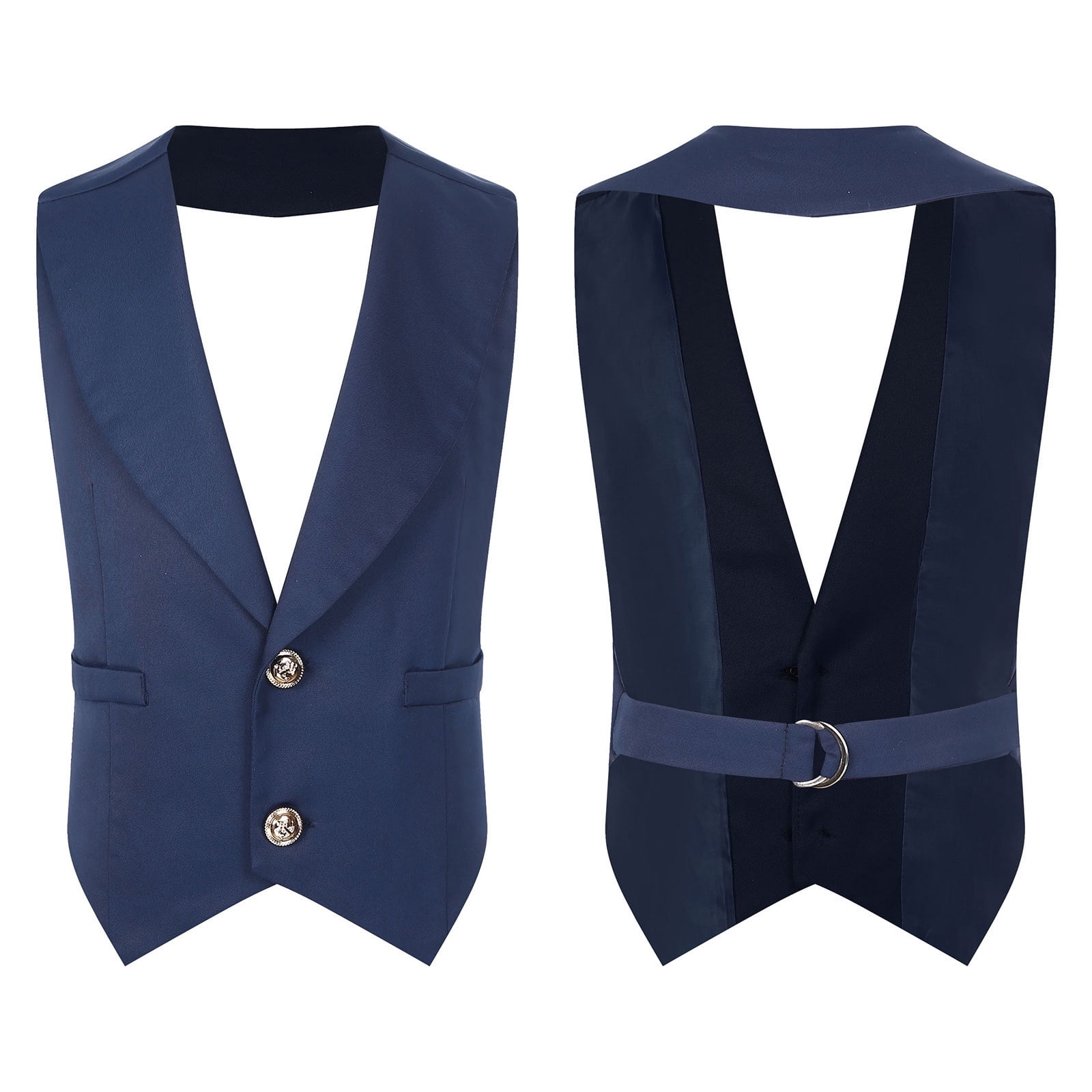iiniim Kids Boys Lapel V Neck Button Up Formal Tuxedo Suit Vest Halter ...
