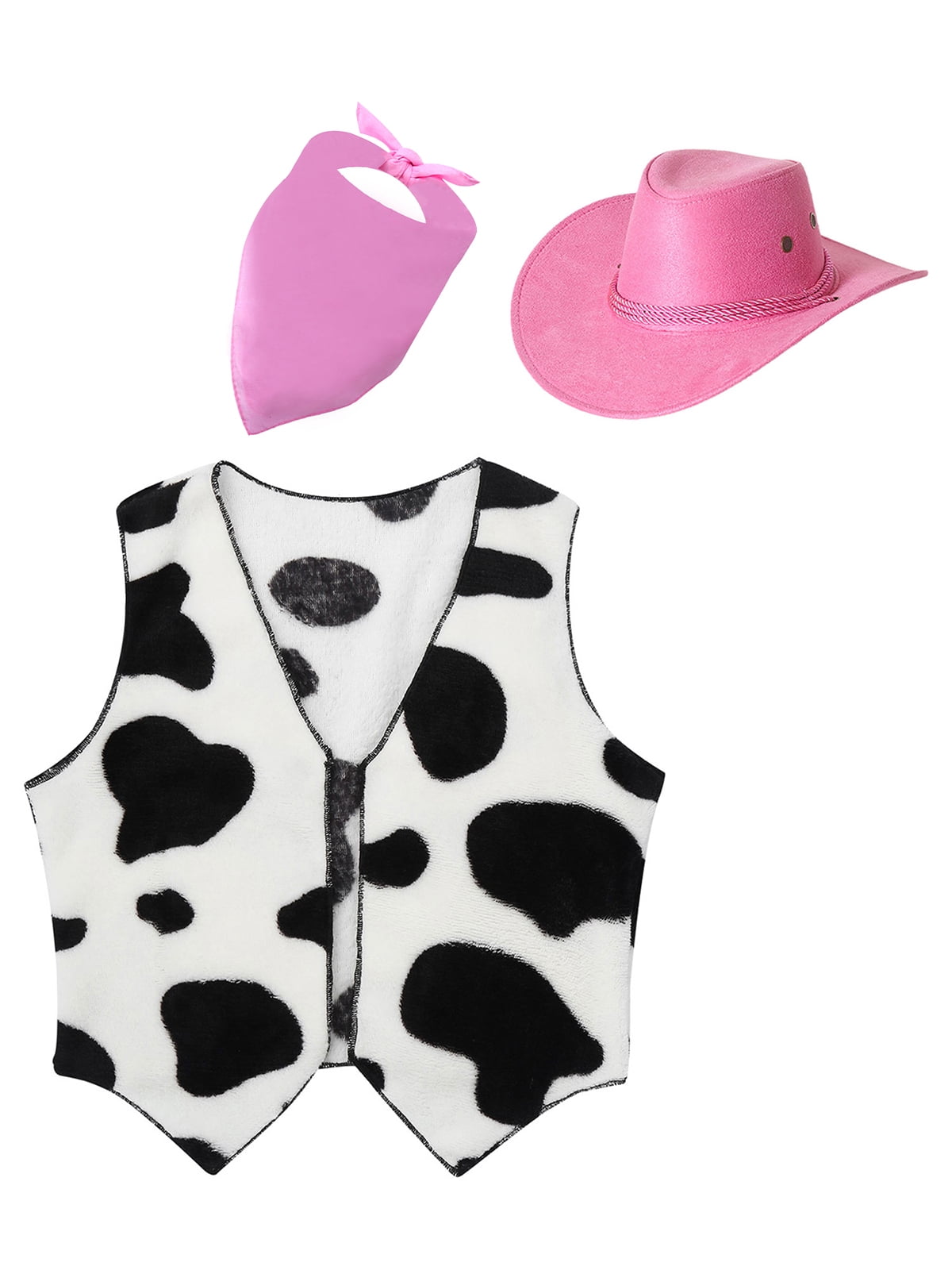 iiniim Kids Cowboy Cowgirls Roleplay Outfits Cow Print Vest Waistcoat ...