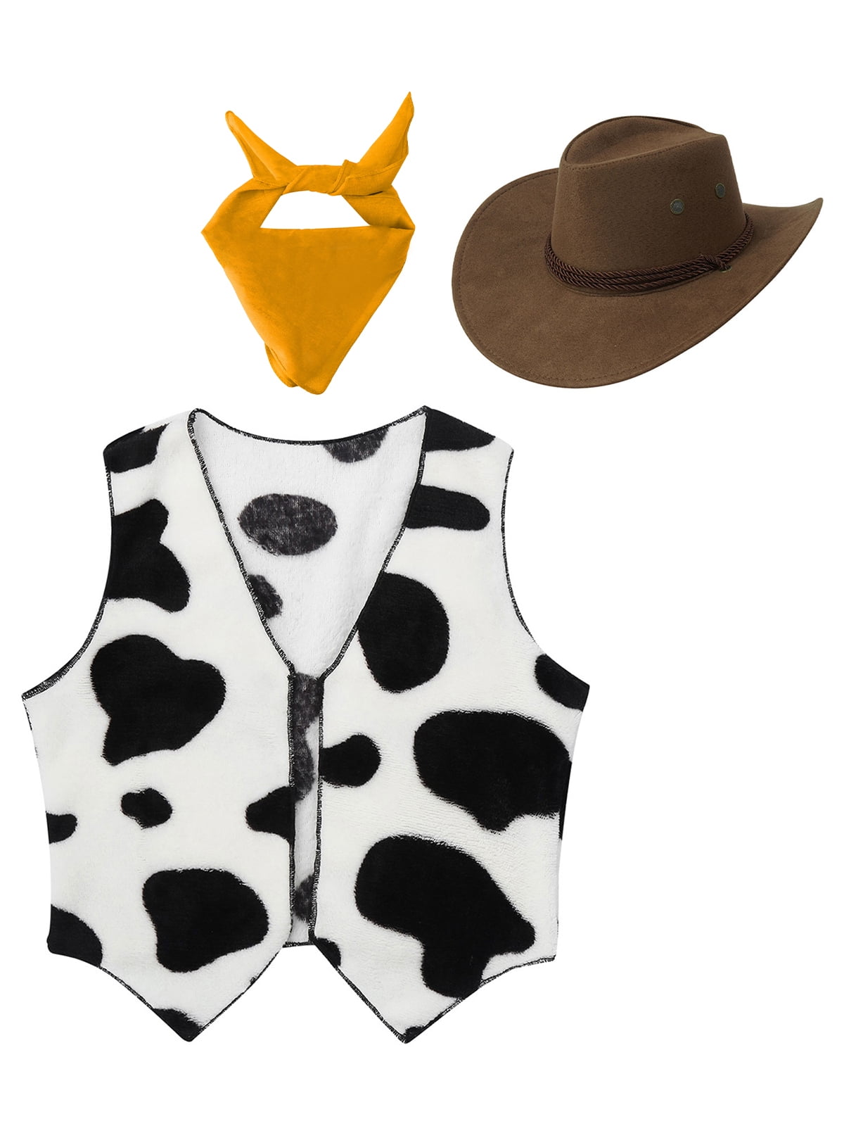 iiniim Kids Cowboy Cowgirls Roleplay Outfits Cow Print Vest Waistcoat ...