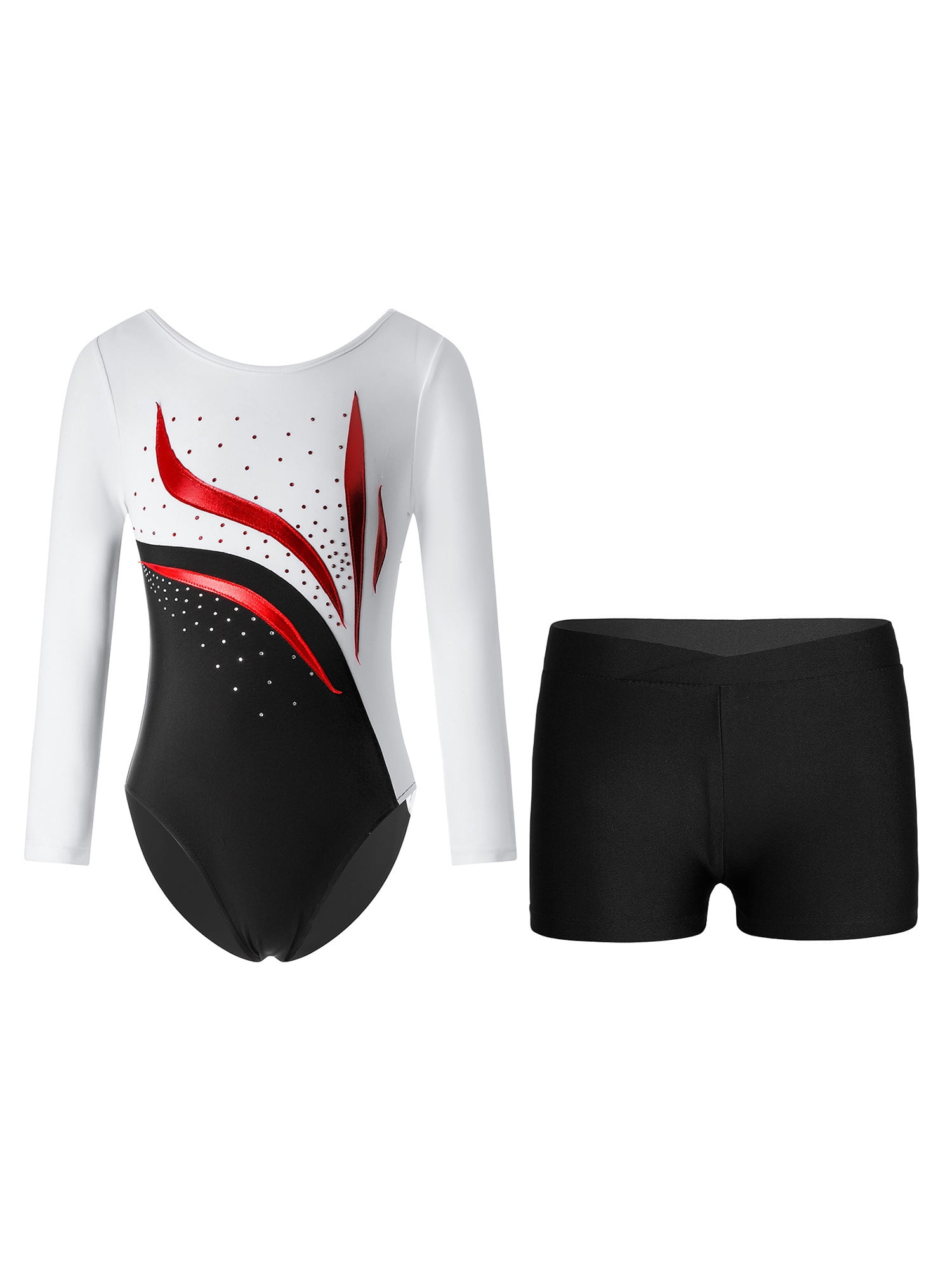 iiniim Kids Girls 2 Piece Gymnastics Leotard Outfit Shiny Diamond ...