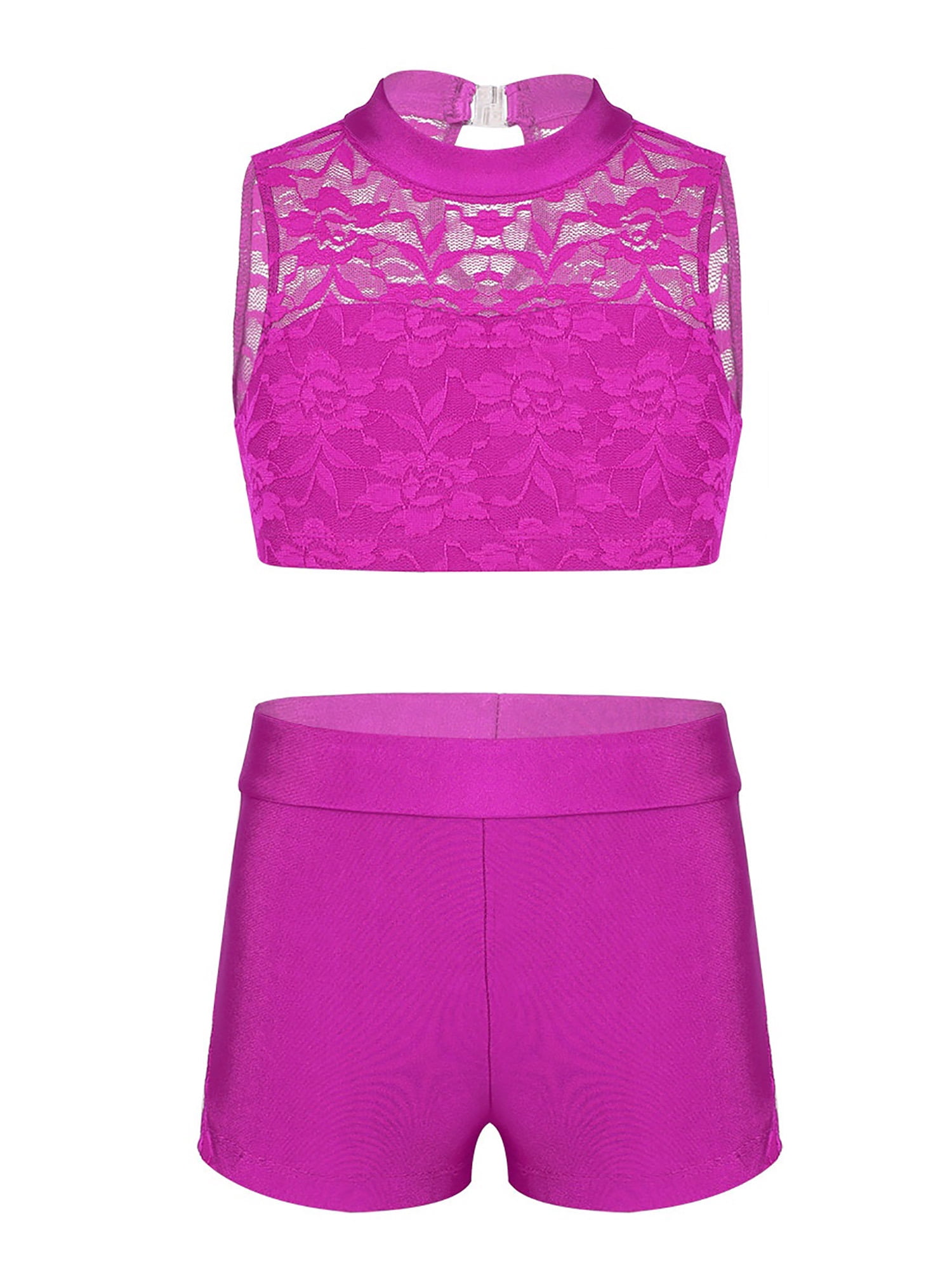 iiniim Kids Girls 2-Piece Sports Outfit Athletic Dance Crop Top with ...