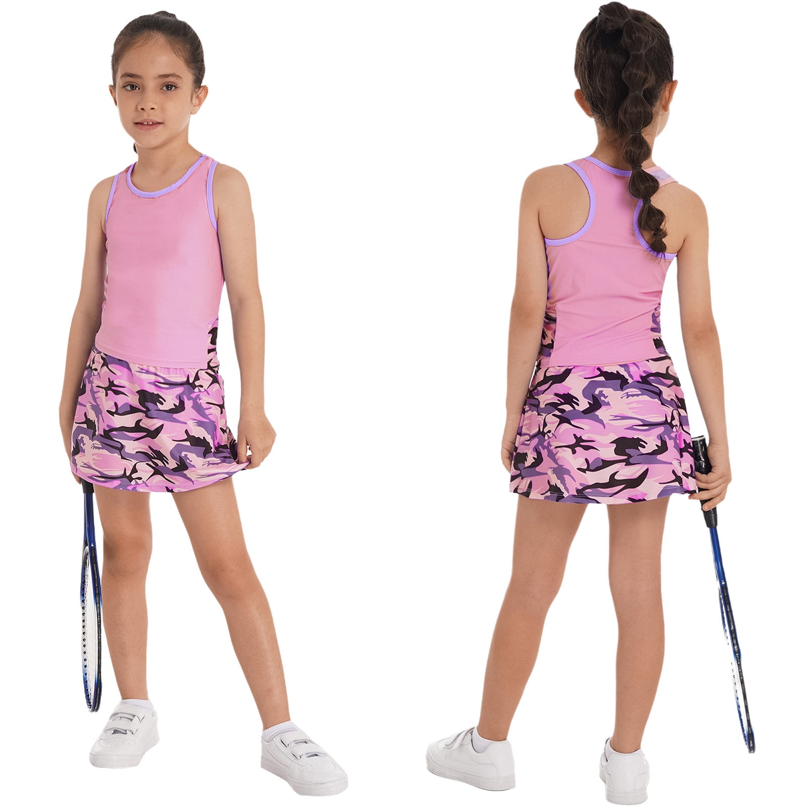 iiniim Youth Sports Clothes: Girls 2-Piece Tennis Golf Dress Set with ...