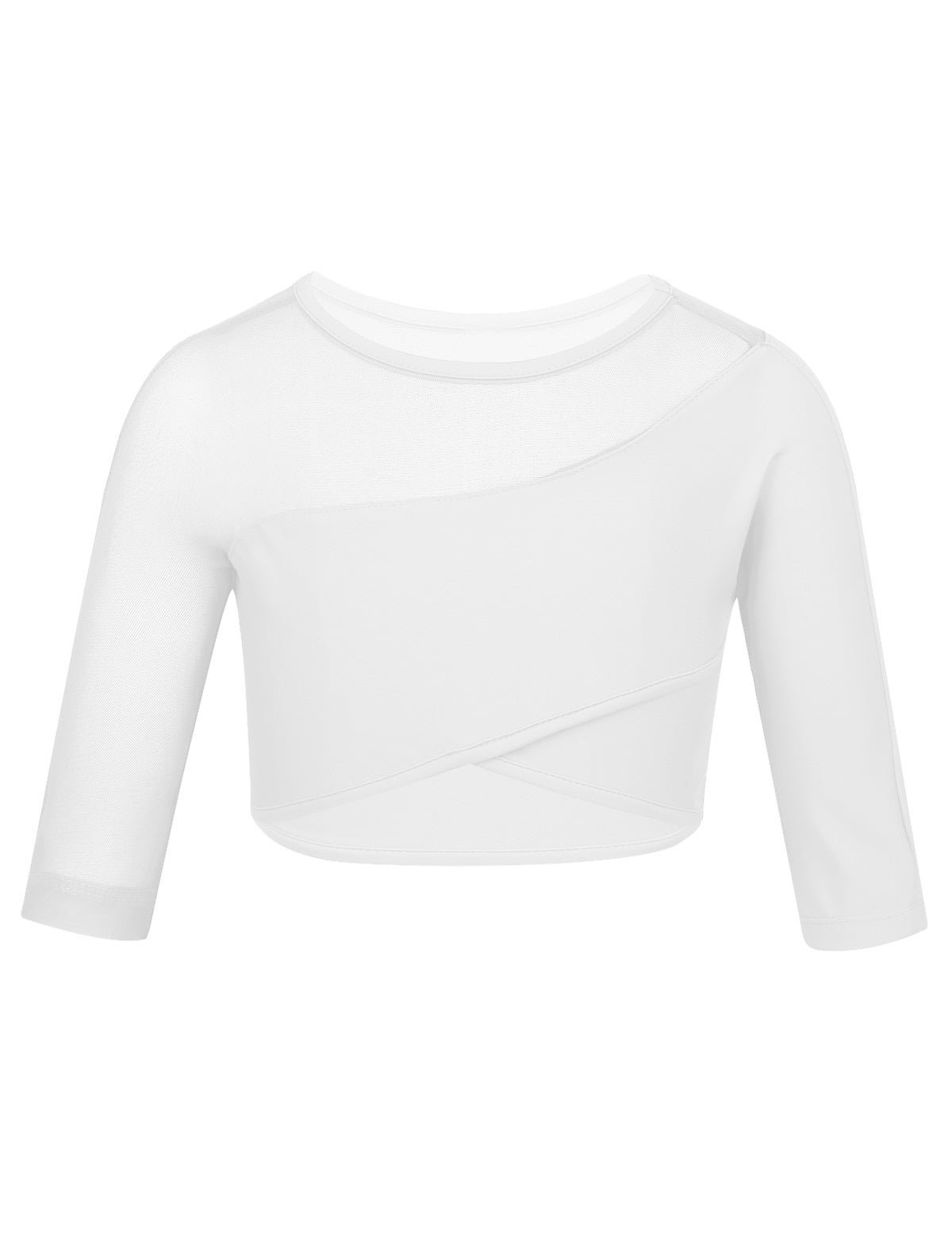 iiniim Kids Girls 3/4 Sleeves Asymmetrical Sports Crop Top Ballet Dance ...