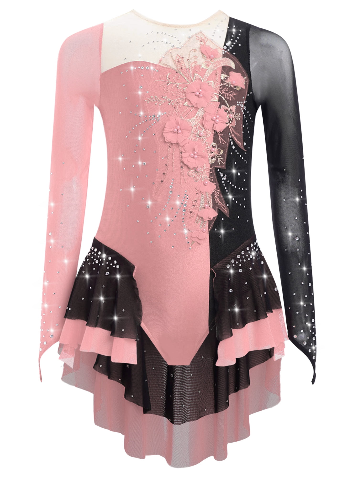 iiniim Kids Girls Applique Skating Gymnastics Leotard Color Block ...