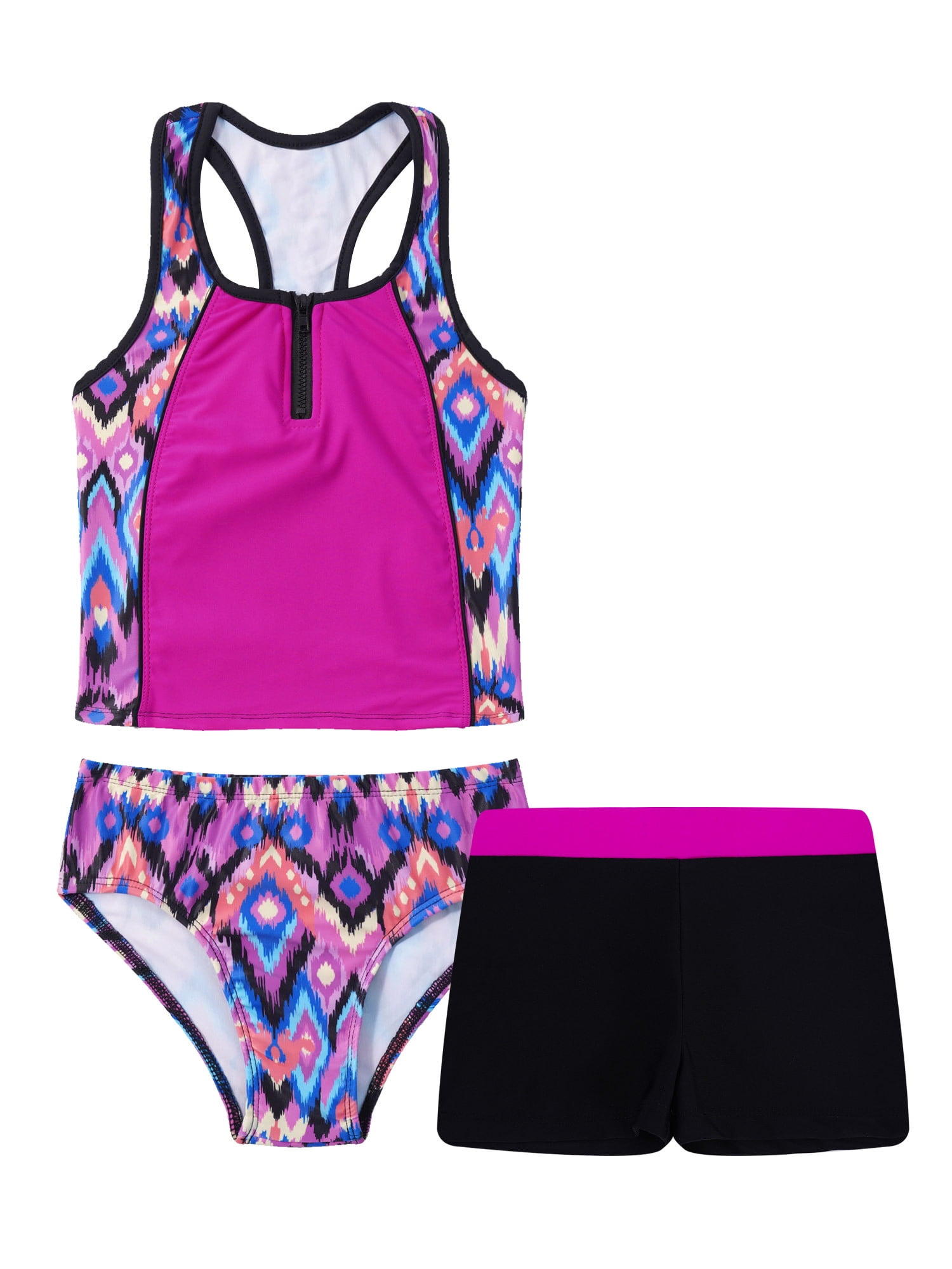 iiniim Kids Girls Bathing Suit 3 Piece Floral Swimsuit Beach Swimwear ...