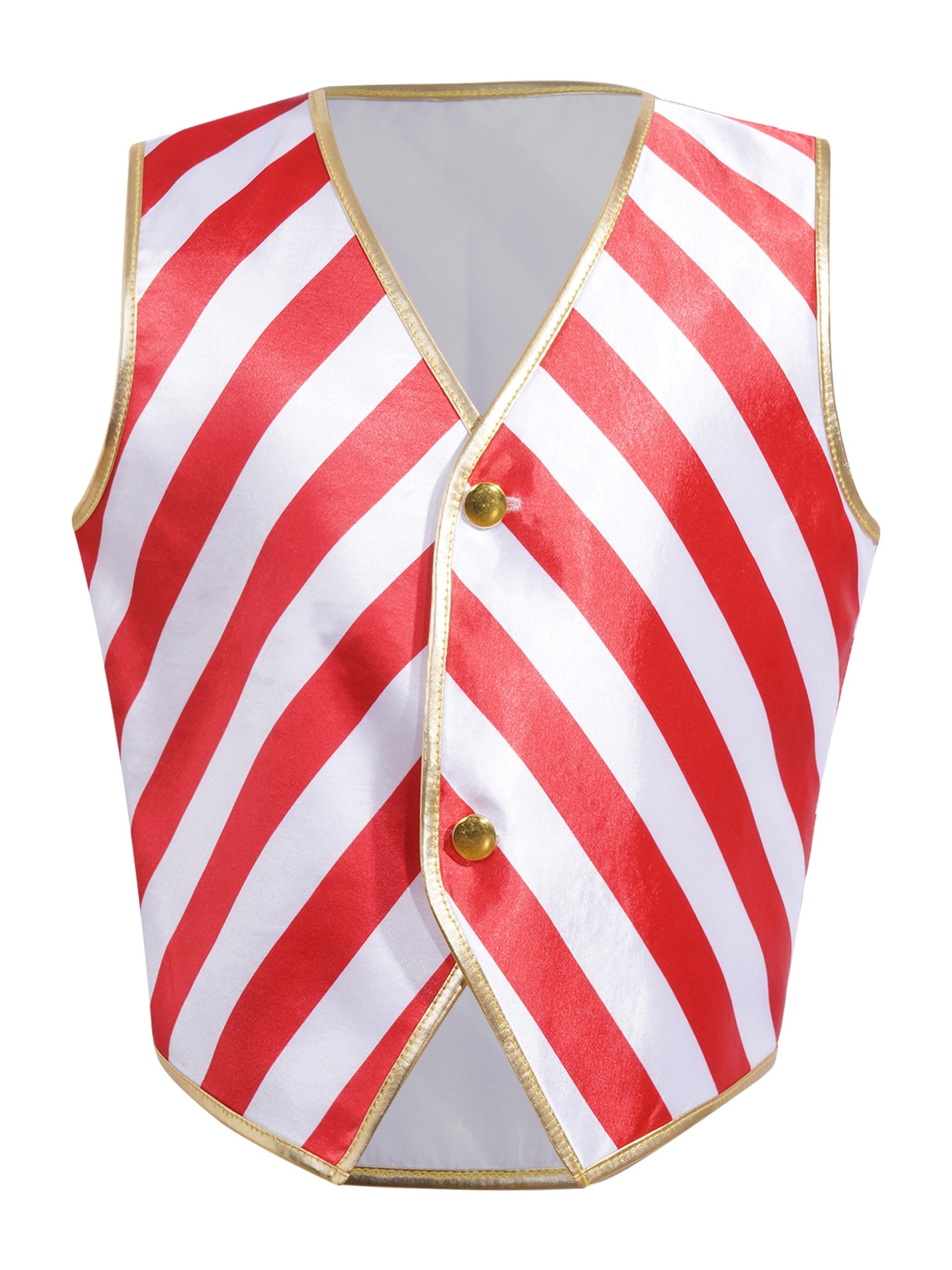 iiniim Kids Girls Boys Christmas Vest Candy Cane Striped V Neck Buttons ...