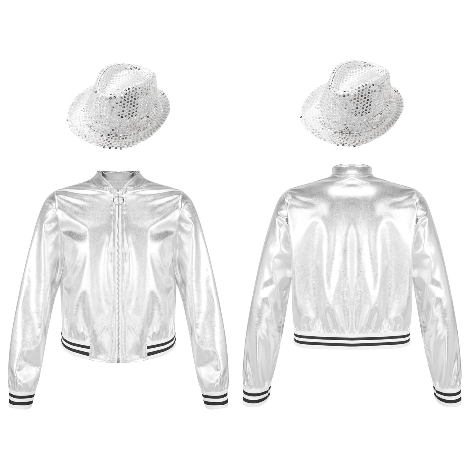 iiniim Kids Girls Boys Shiny Jacket with Hat Lightweight Flight Jacket ...