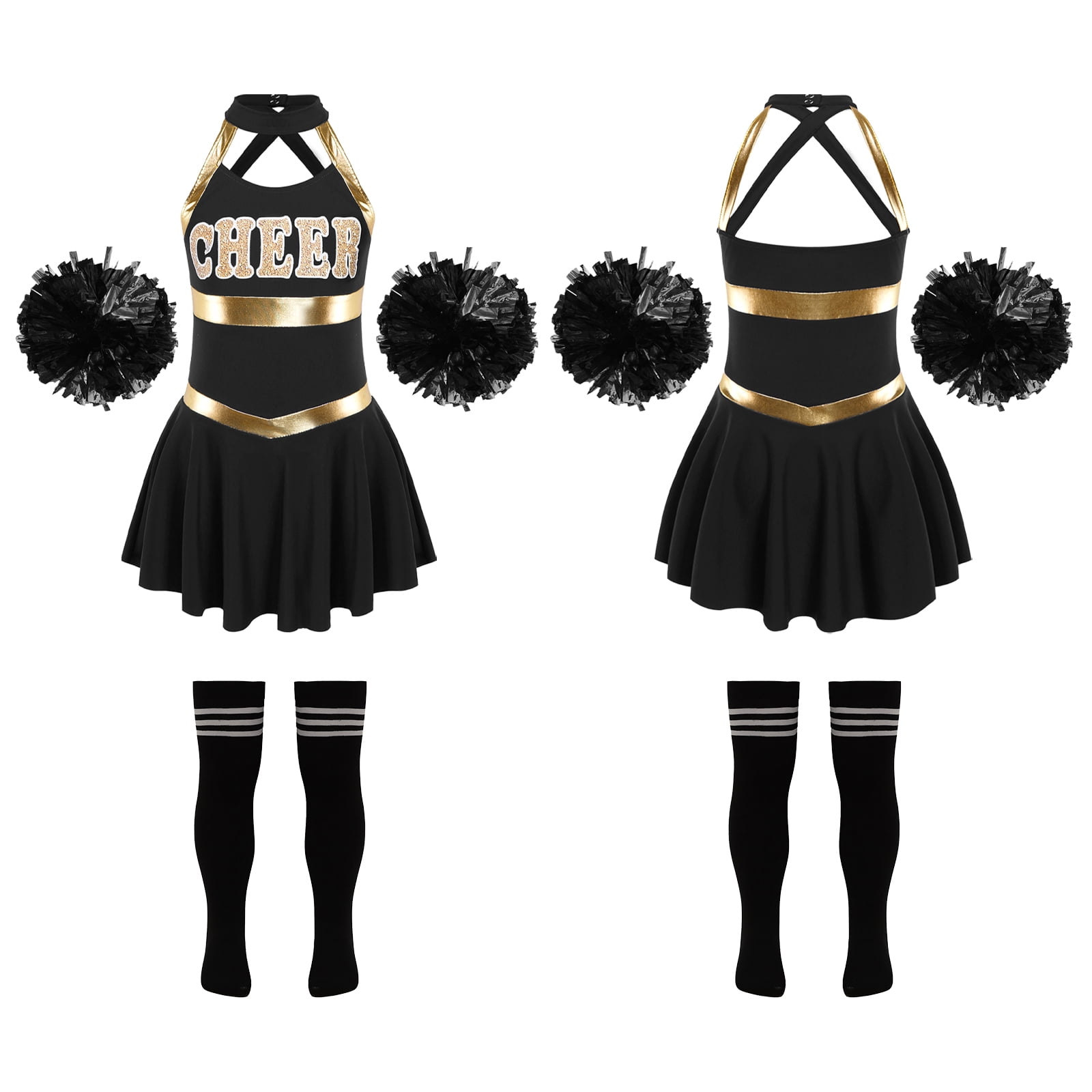 iiniim Kids Girls Cheer Leader Dance Cheerleading Uniform Dress with ...