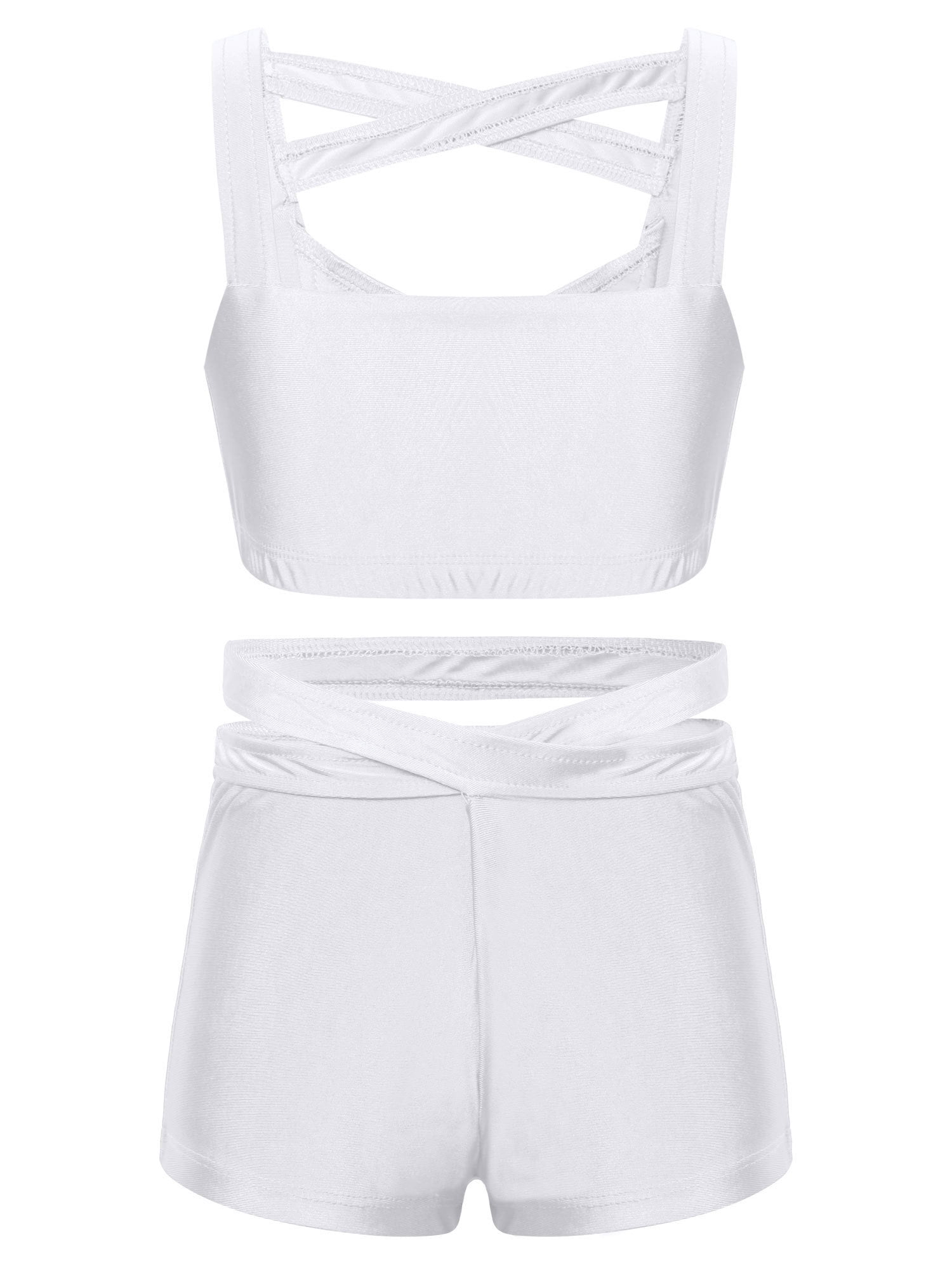 iiniim Kids Girls Crop Tops and Shorts 2 Piece Dance Sports Outfits ...