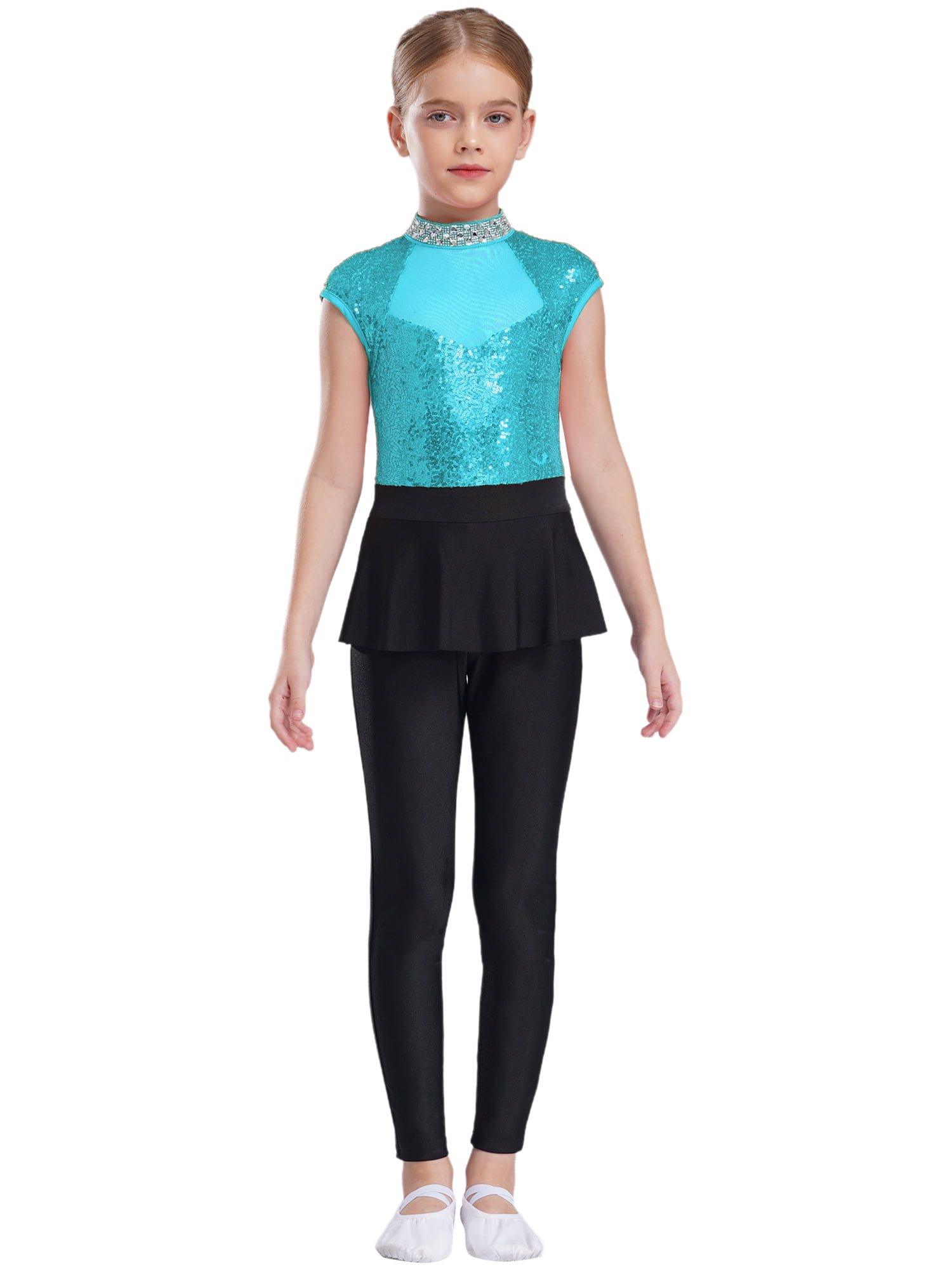 iiniim Kids Girls Dance Unitards Sleeveless Cutout Mock Neck ...