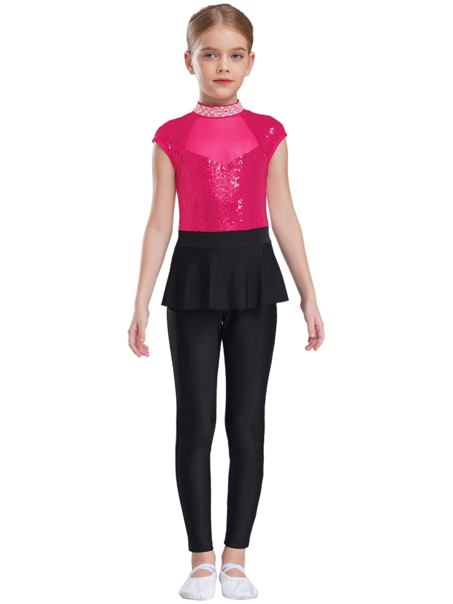 iiniim Kids Girls Dance Unitards Sleeveless Cutout Mock Neck ...