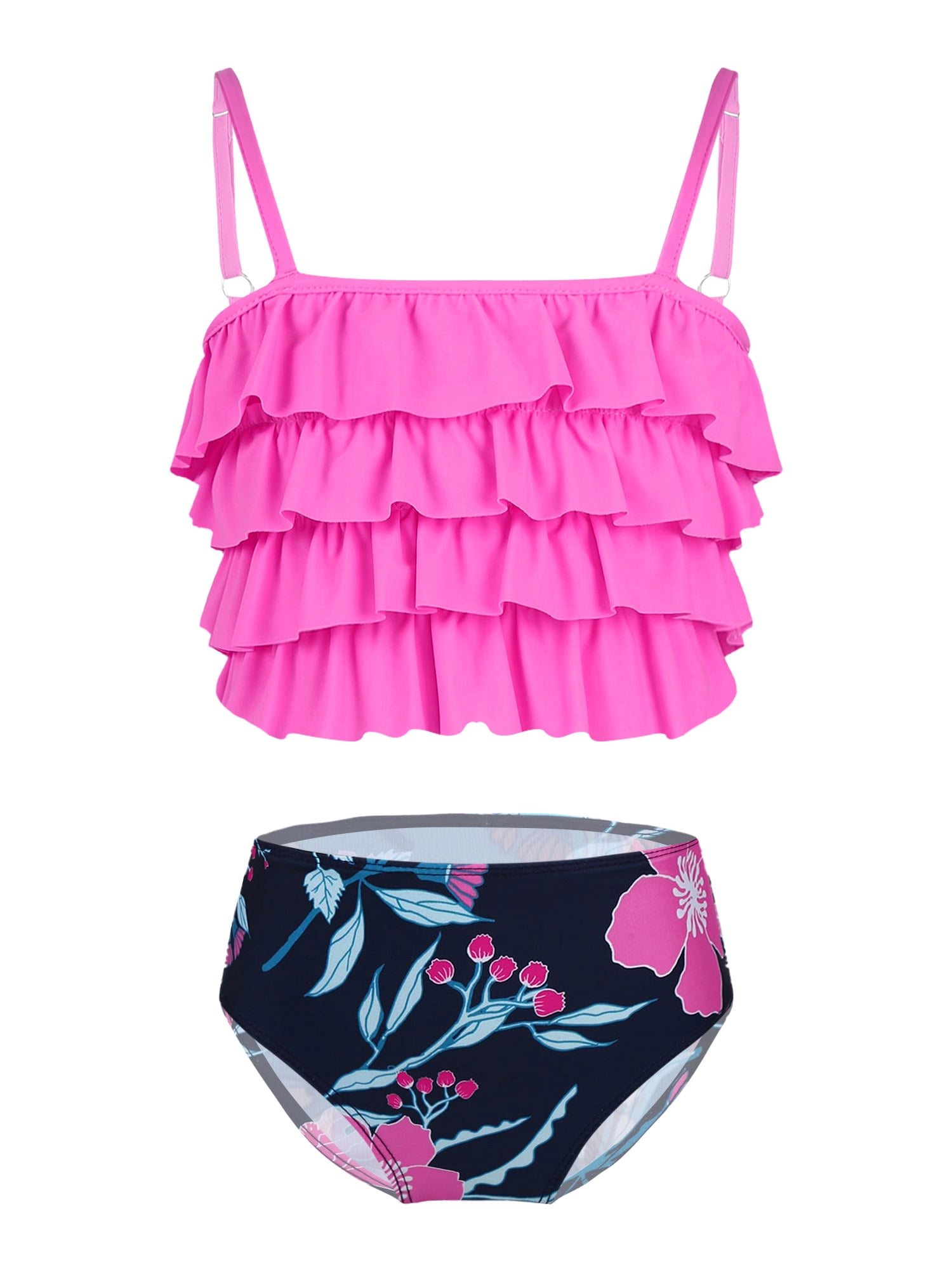 iiniim Kids Girls Flounce Ruffled 2 Piece Bikini Tankini Swimsuit ...