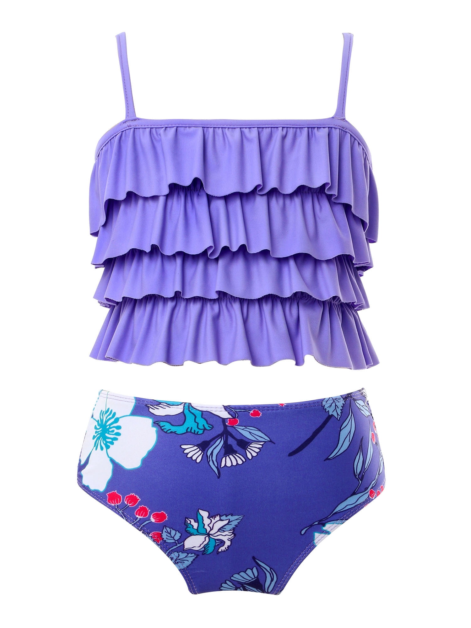 iiniim Kids Girls Flounce Ruffled 2 Piece Bikini Tankini Swimsuit ...