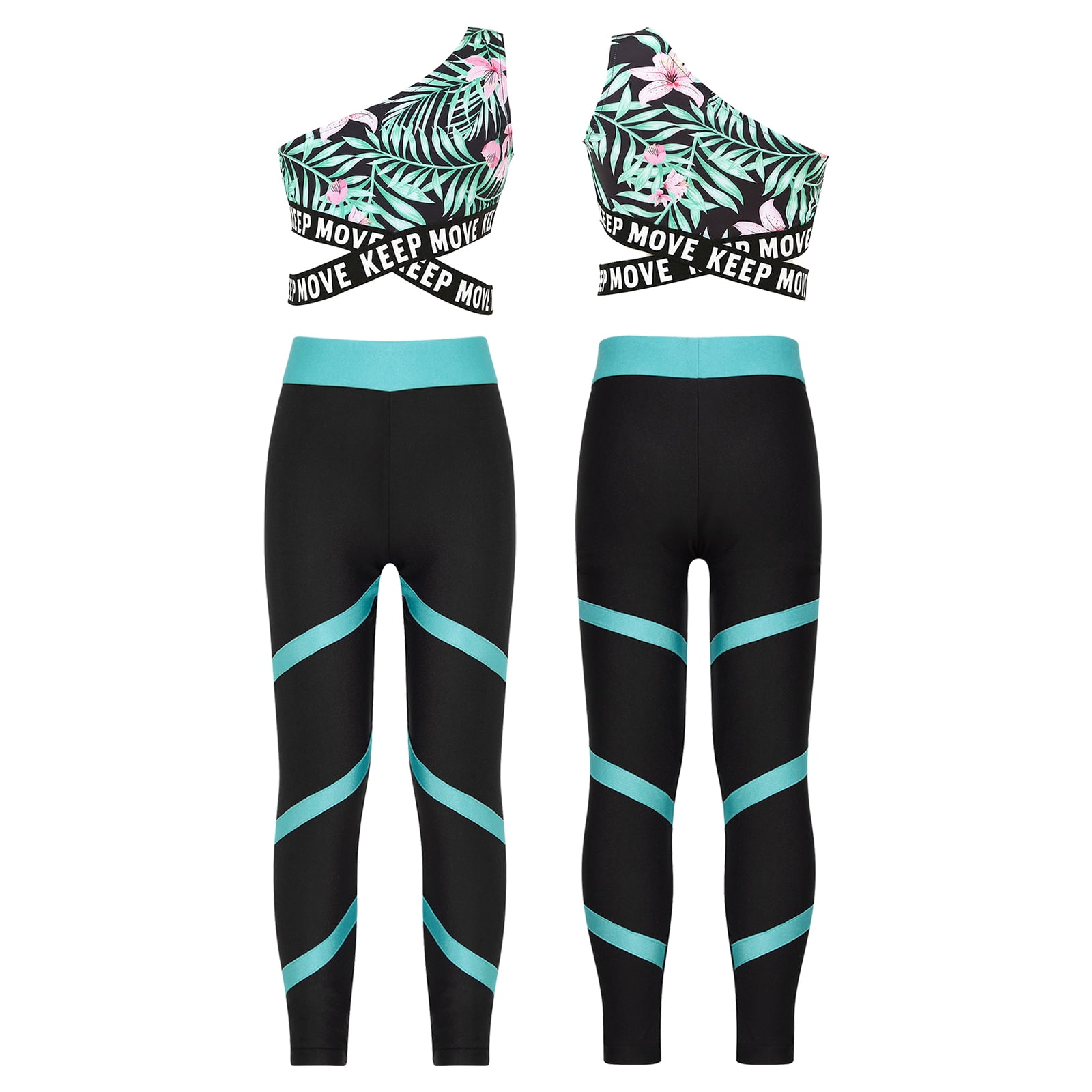 iiniim Kids Girls Gymnastics One Shoulder Crop Top with Patchwork ...