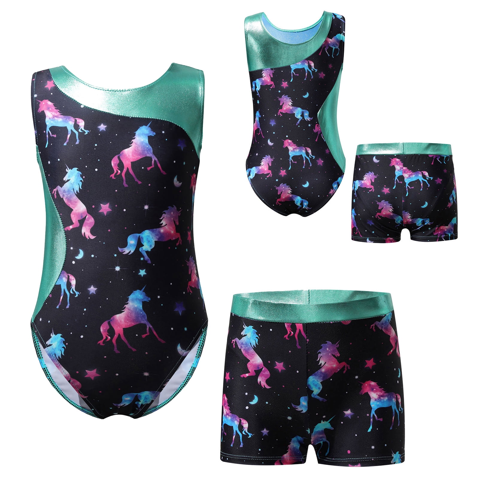 iiniim Kids Girls Gymnastics Yoga Dance Sport Sets Print Leotard and ...