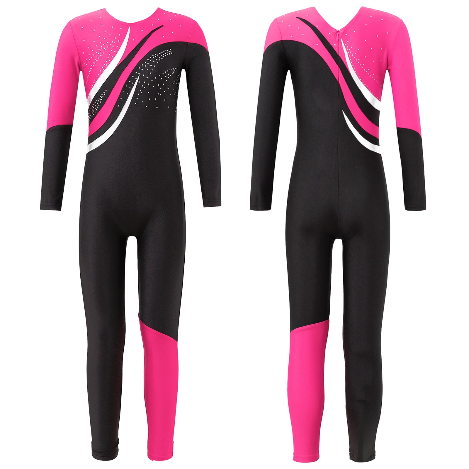 iiniim Kids Girls Long Sleeve Full Body Gymnastics Ballet Dance Leotard ...