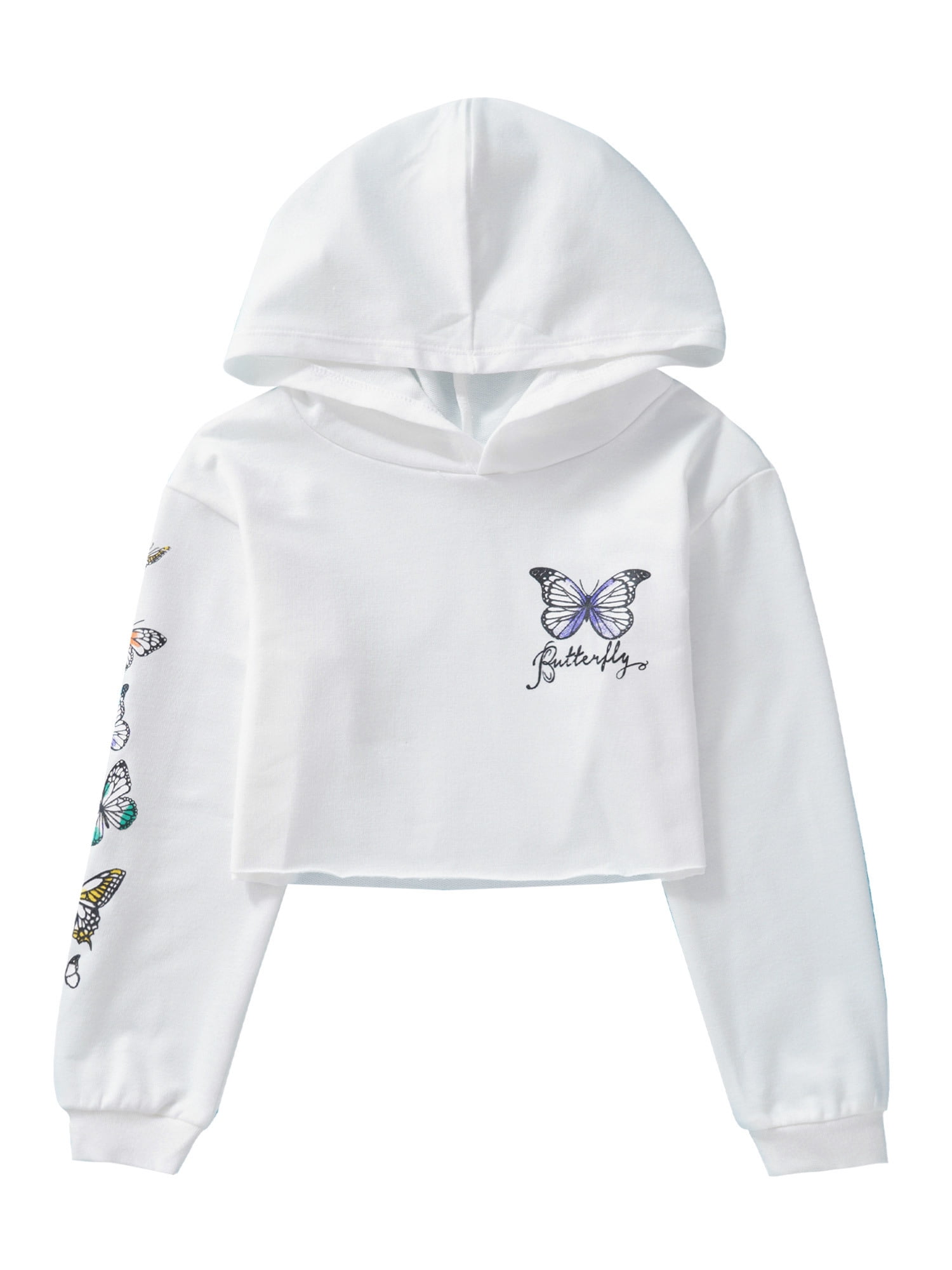 iiniim Kids Girls Long Sleeve Hooded Sweatshirt Crop Tops for Casual ...