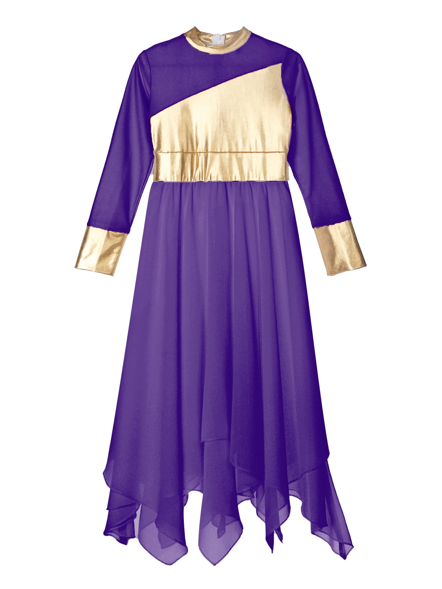 iiniim Kids Girls Long Sleeve Tunic Dress Dancewear Size 6-16 Purple 14 ...