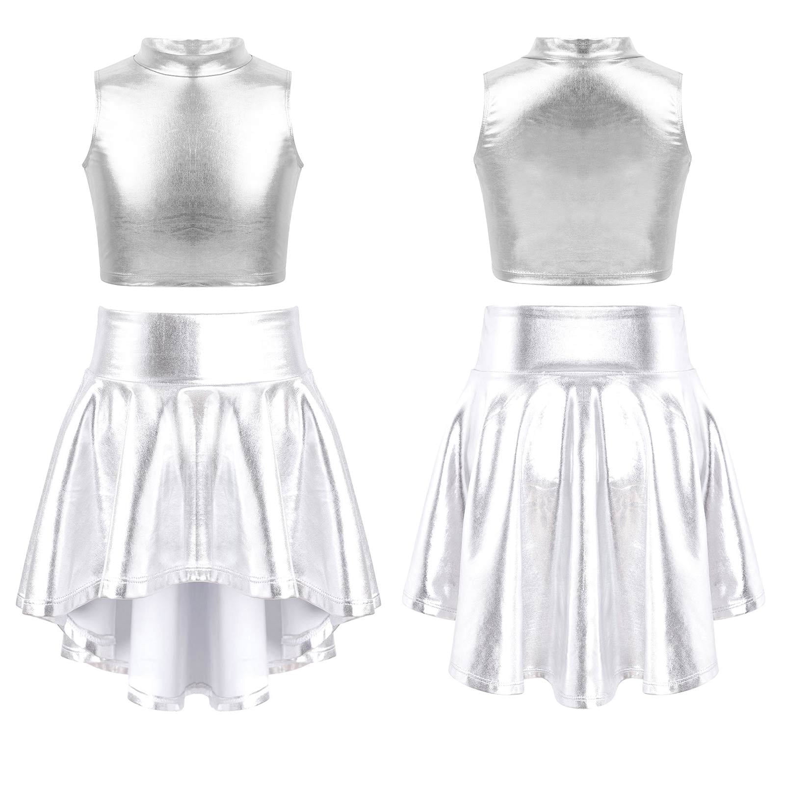 iiniim Kids Girls Metallic Tank Tops with High-low Hem Skirt Set for ...