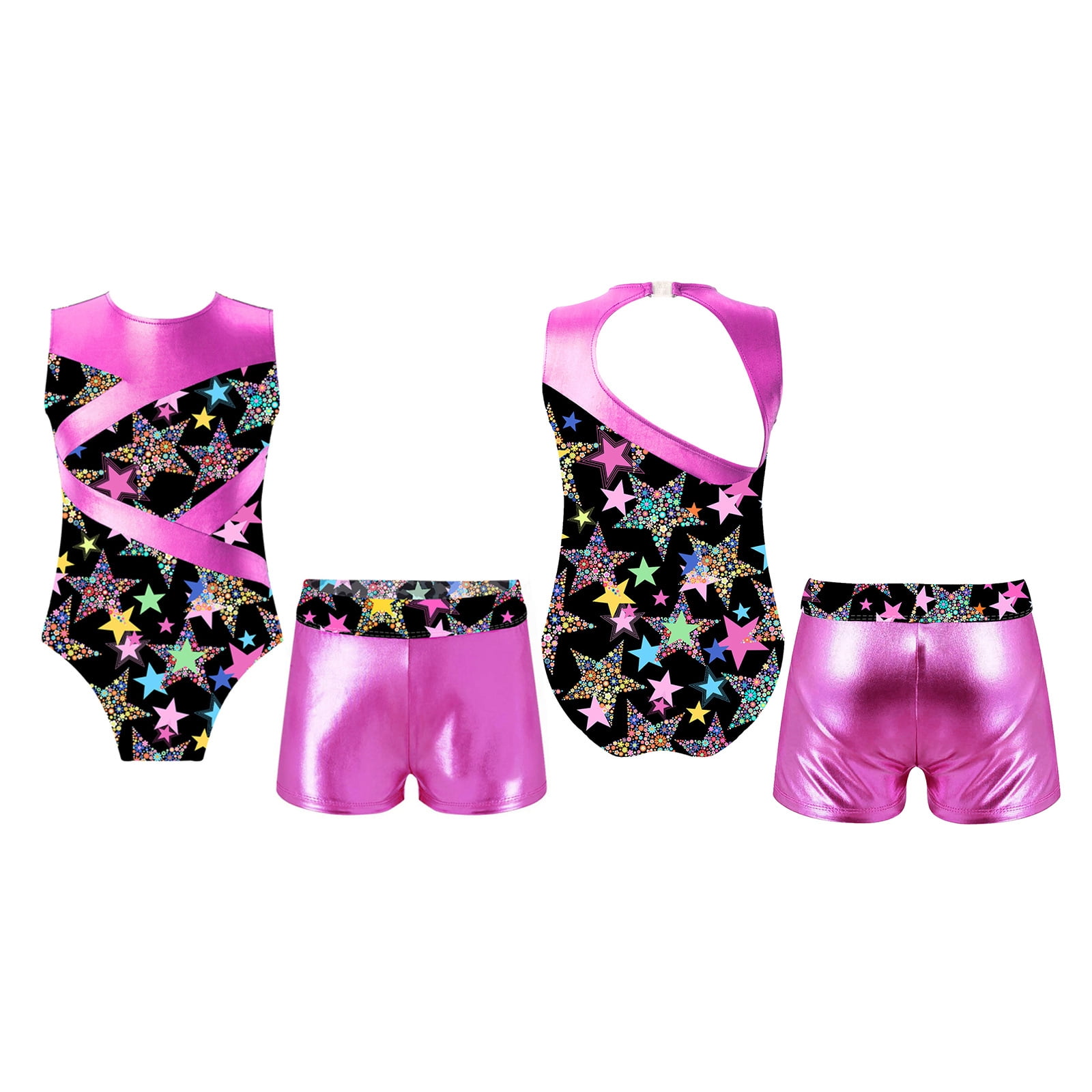 iiniim Kids Girls Printed Sleeveless Gymnastics Leotards with Metallic ...