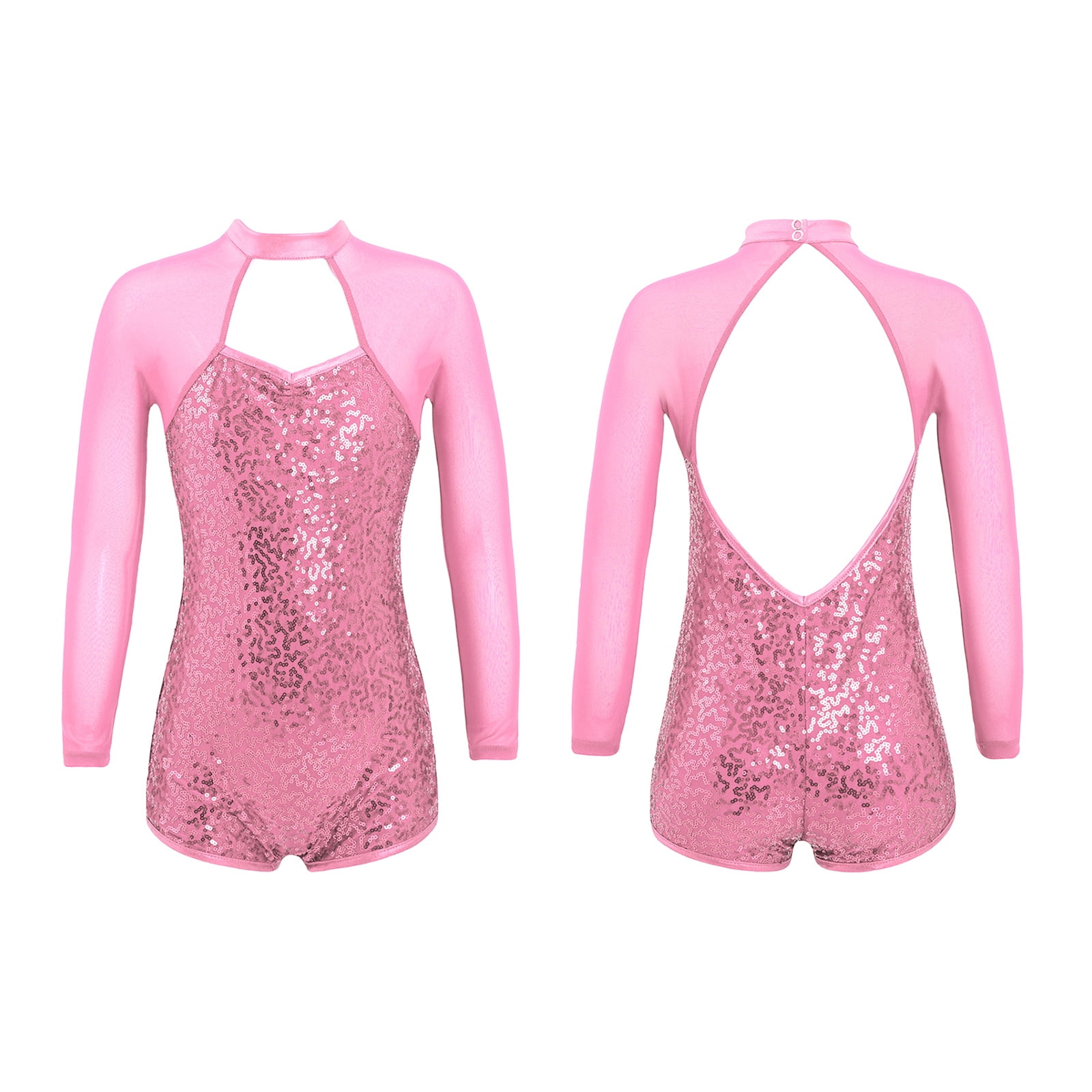 iiniim Kids Girls Sequin Sparkly Hollow Back Gymnastic Leotard ...