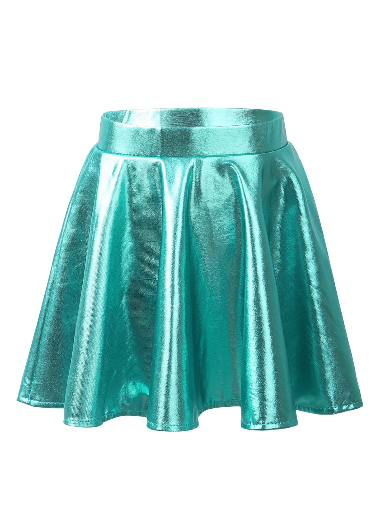 iiniim Kids Girls Shiny Metallic Mini Pleated Flared Skater Skirt ...