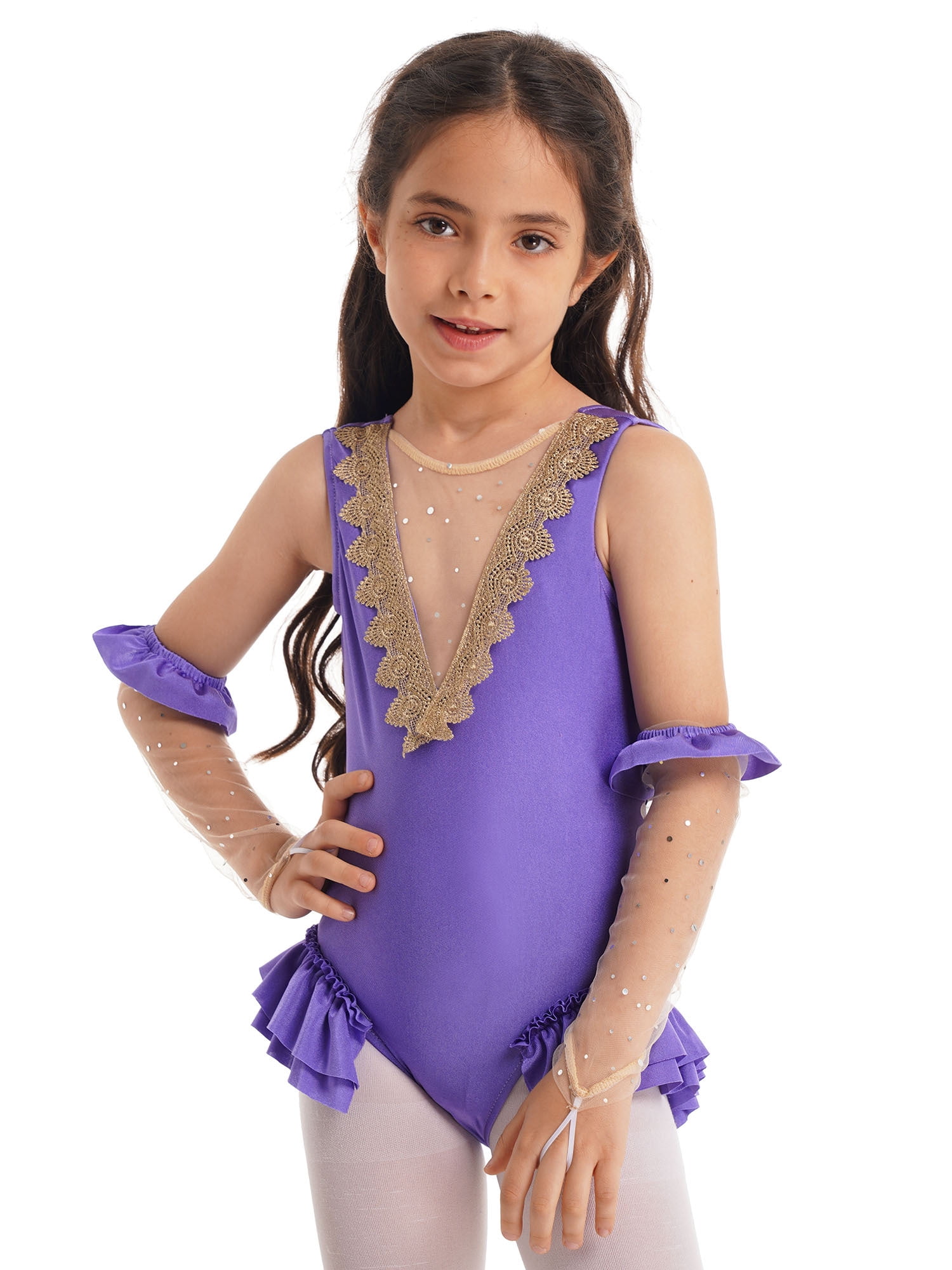 iiniim Kids Girls Sparkle Circus Show Trapeze Costume Dance Leotard ...