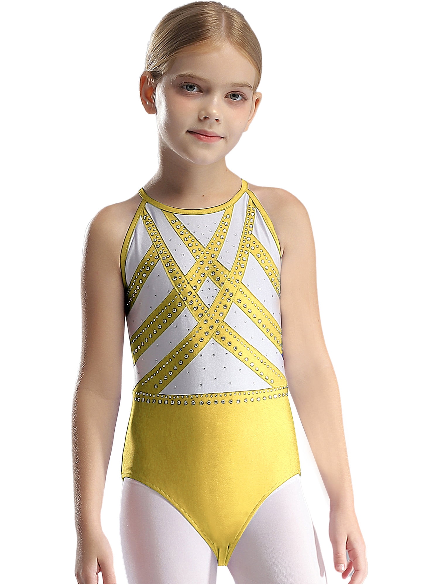 iiniim Kids Girls Sparkly Gymnastics Leotard Sleeveless Sport Unitard ...