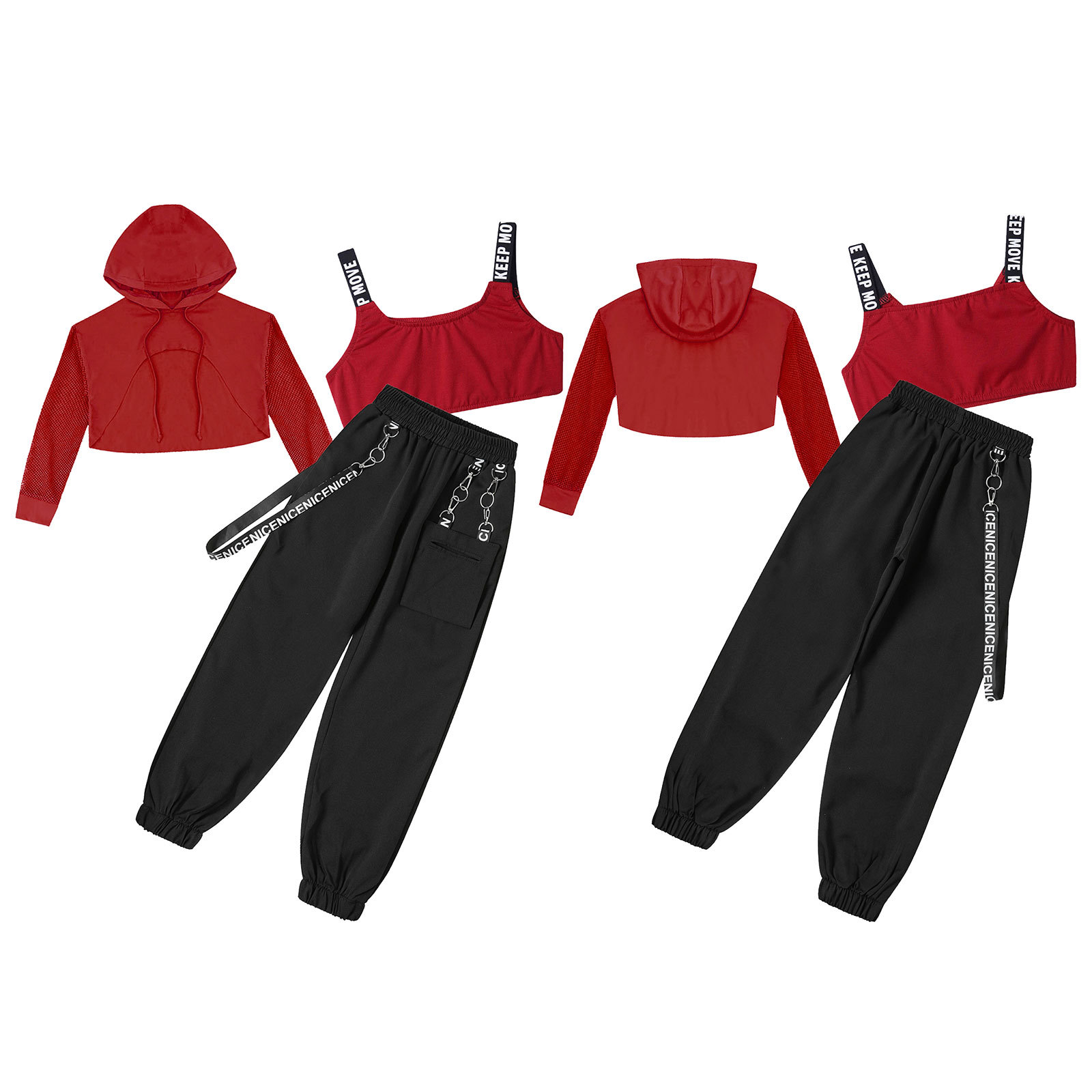 iiniim Kids Girls Sports Suit Hip-Hop Dance Outfits Mesh Long Sleeve ...