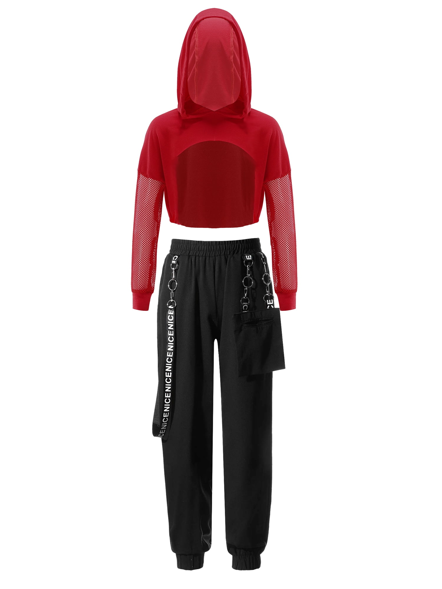 iiniim Kids Girls Sports Suit Hip-Hop Dance Outfits Mesh Long Sleeve ...