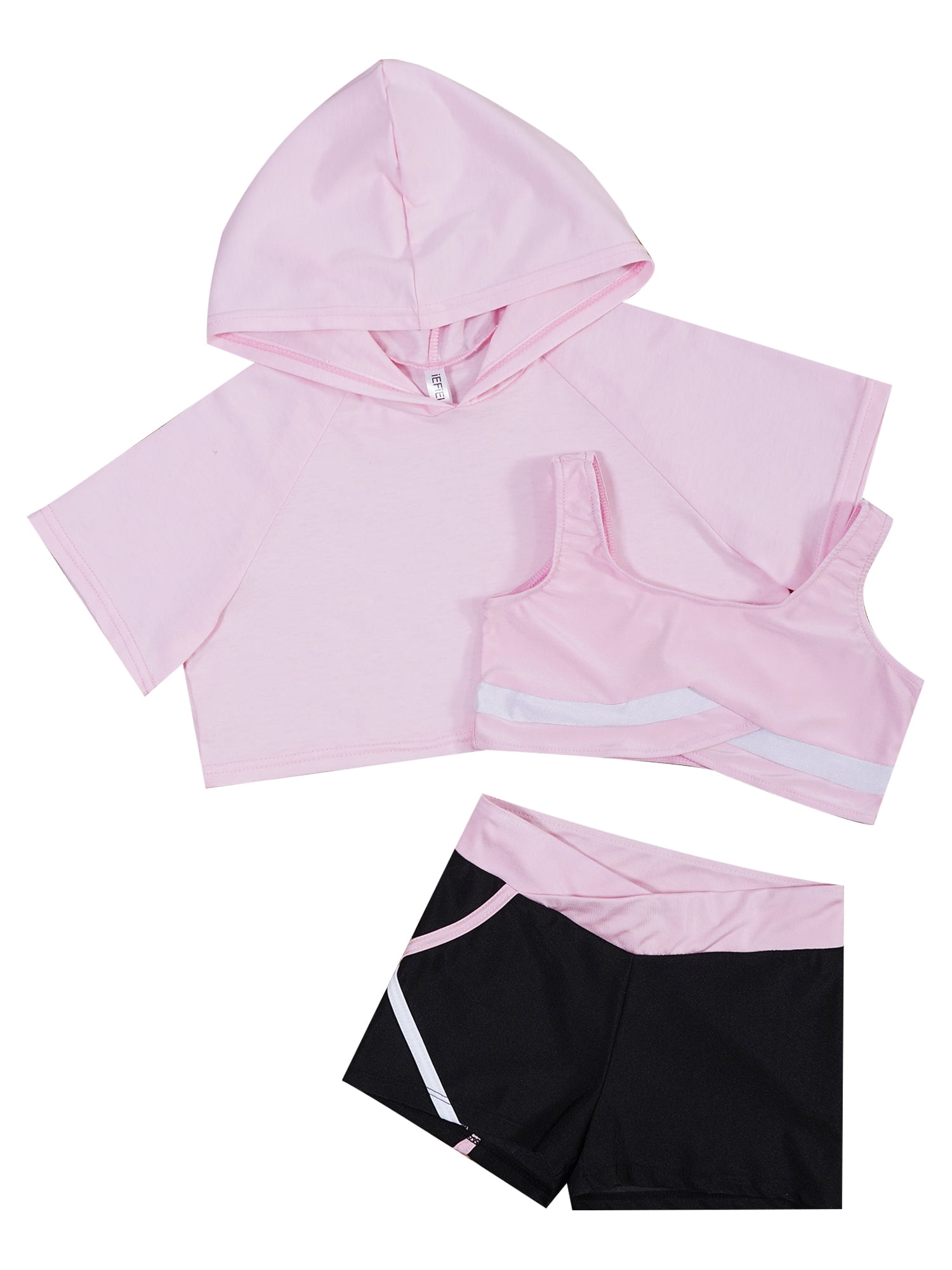 iiniim Kids Girls Sports Suit Sleeveless Vest Cropped Hoodie with Match ...