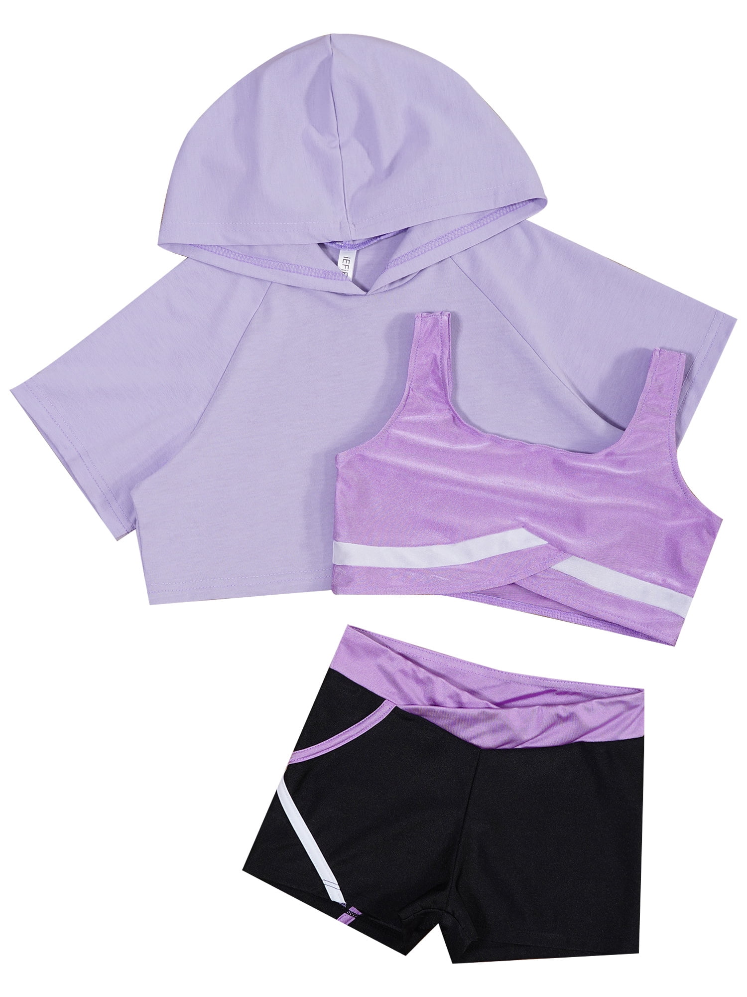 iiniim Kids Girls Sports Suit Sleeveless Vest Cropped Hoodie with Match ...