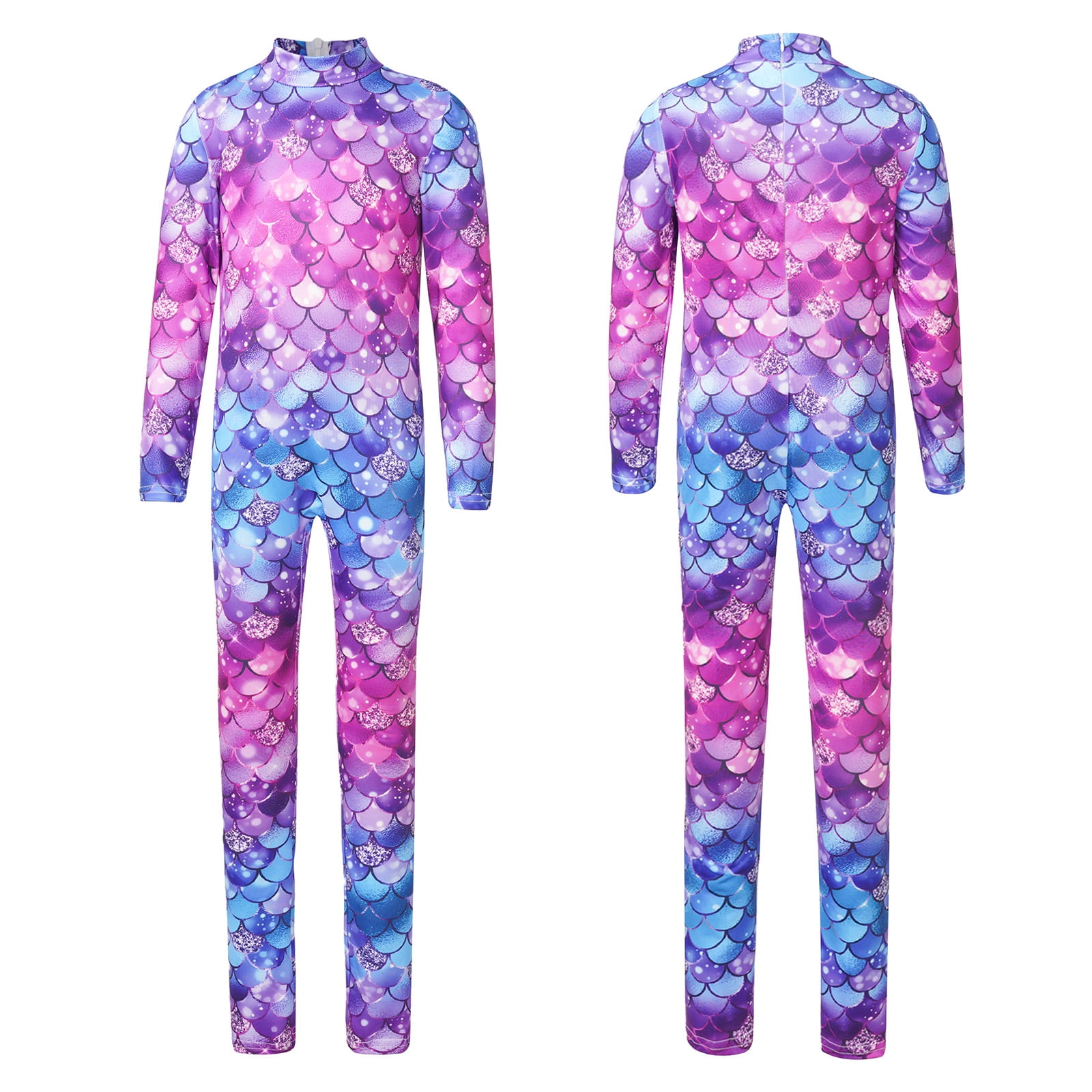 iiniim Kids Girls Stretchy Full Length Long Sleeve Unitard Bodysuit ...