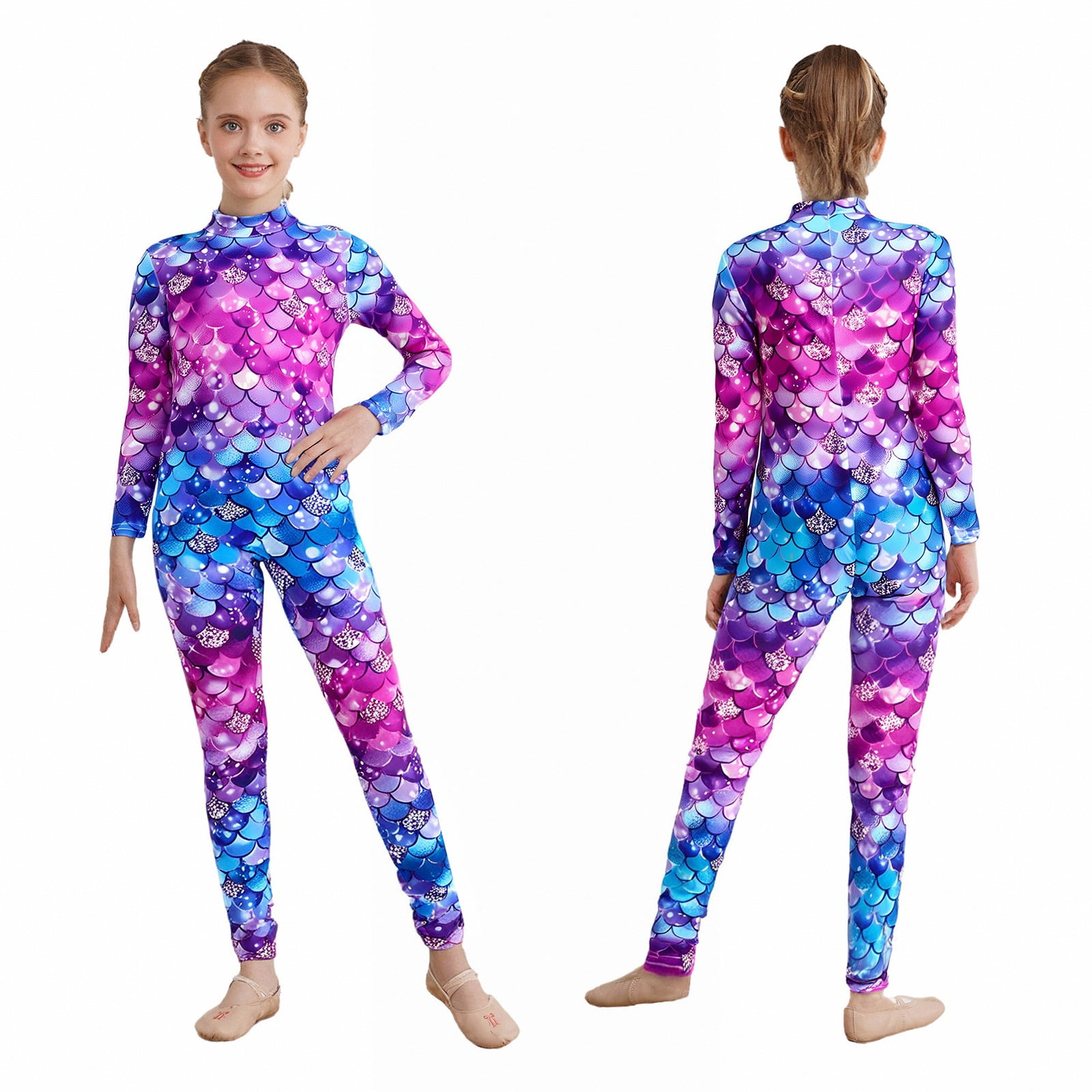 iiniim Kids Girls Mermaid Jumpsuit, Long Sleeve Unitard Bodysuit, Fish ...